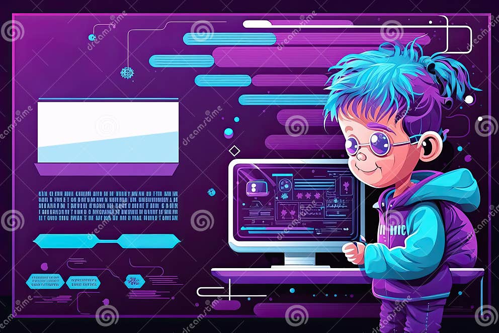 Small Kid Hacker Programmer on a Computer for, Children Coding Class ...