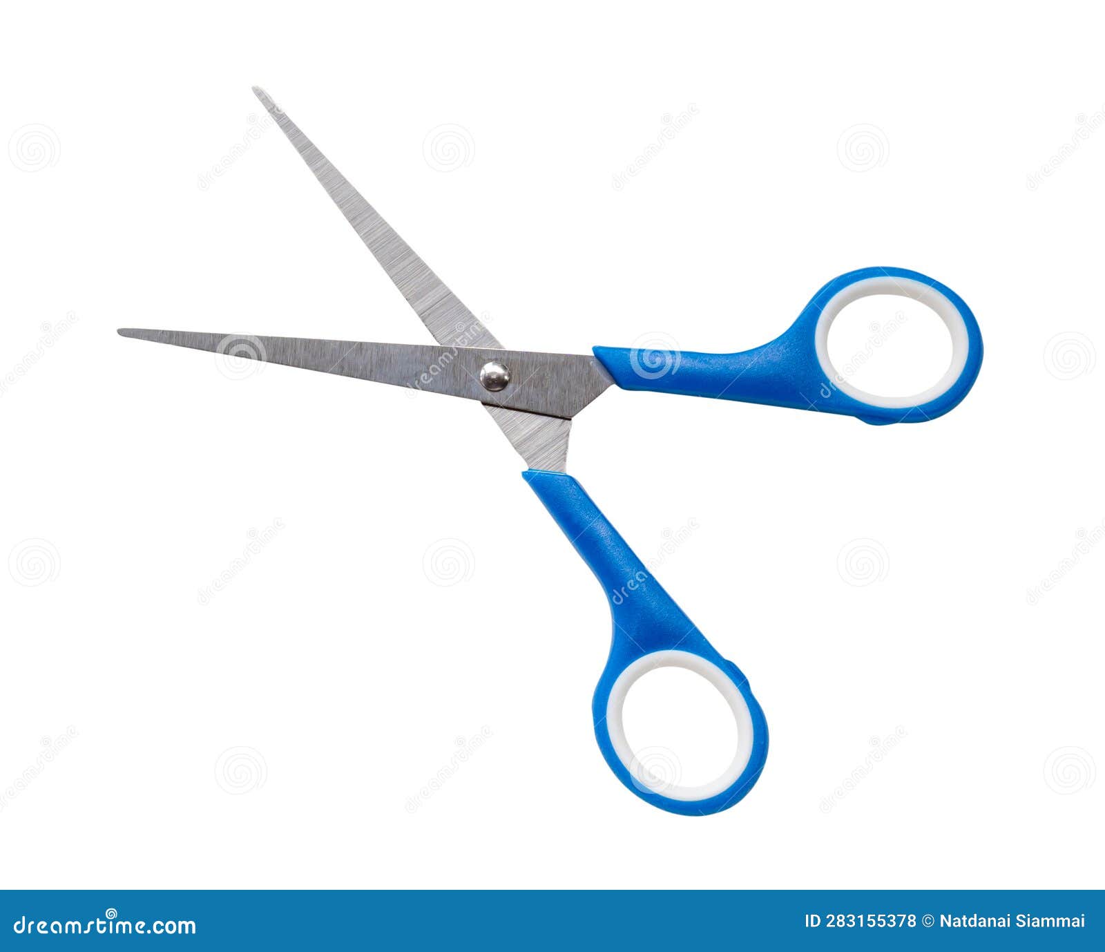 Small Kid Scissors with Blue Handle Isolated on White Background with ...