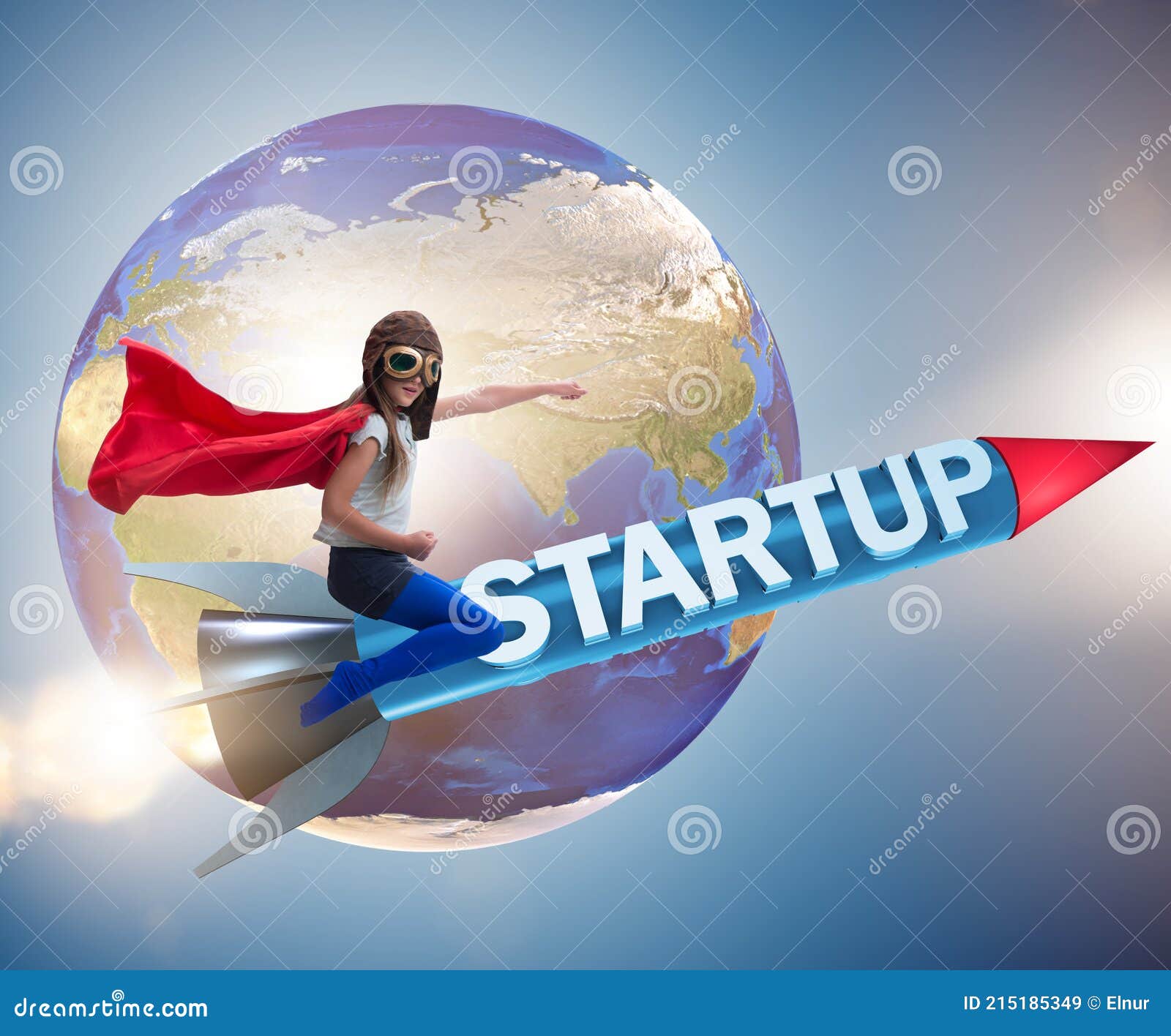 Small Kid in Start-up Concept Flying Rocket Stock Image - Image of ...