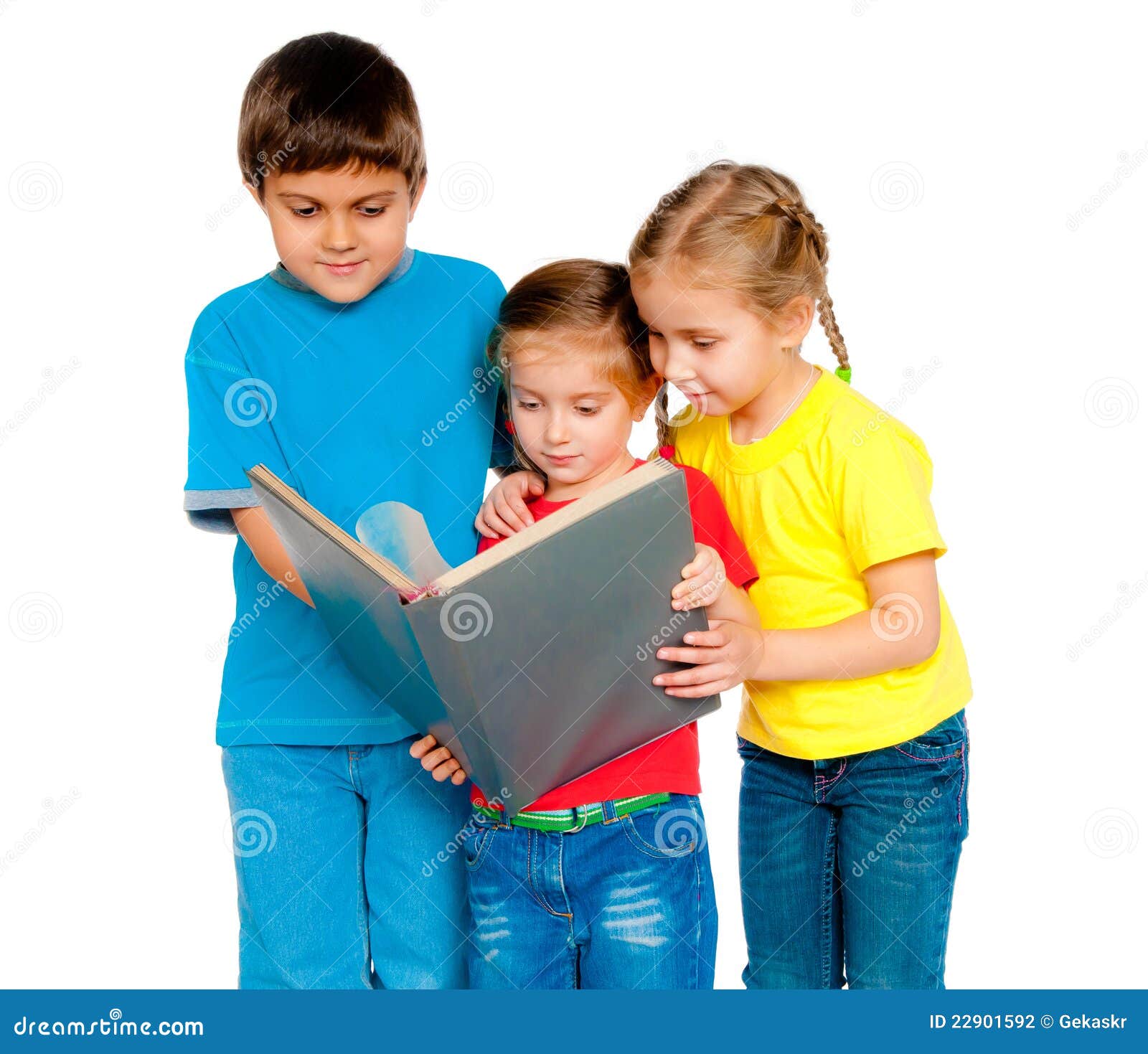 Small kids with a book stock photo. Image of family, little - 22901592