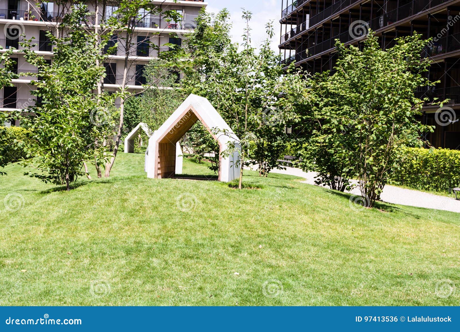 Small Kids House in Playground Stock Photo - Image of park, landscape ...