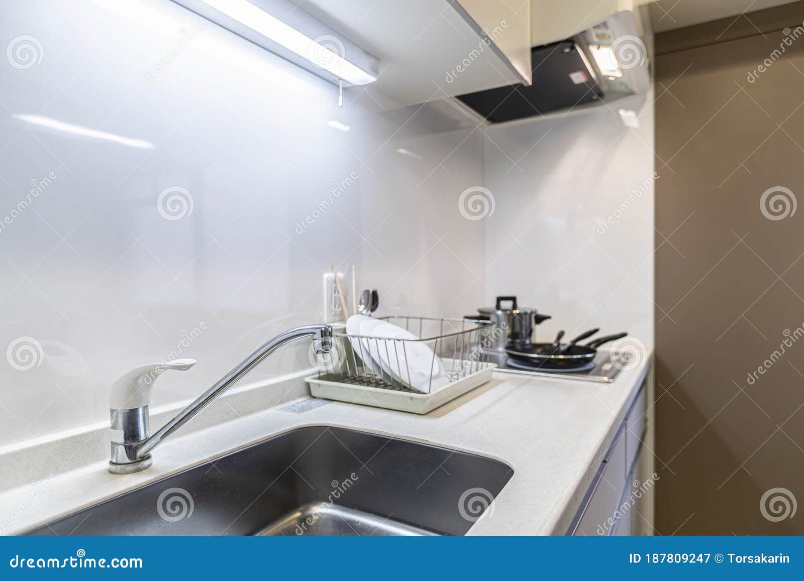 Small kitchen counter stock image. Image of apartment - 187809247