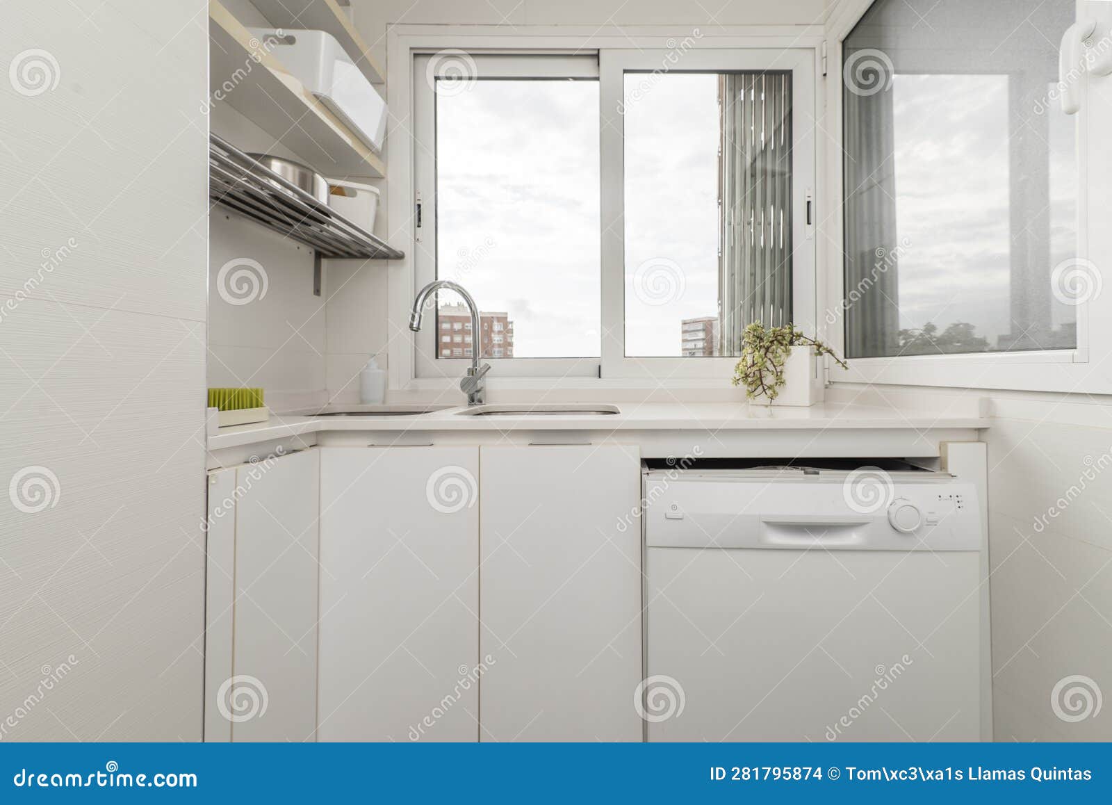Newly Installed Modern Kitchen Covering Two L-shaped Stock Photo ...