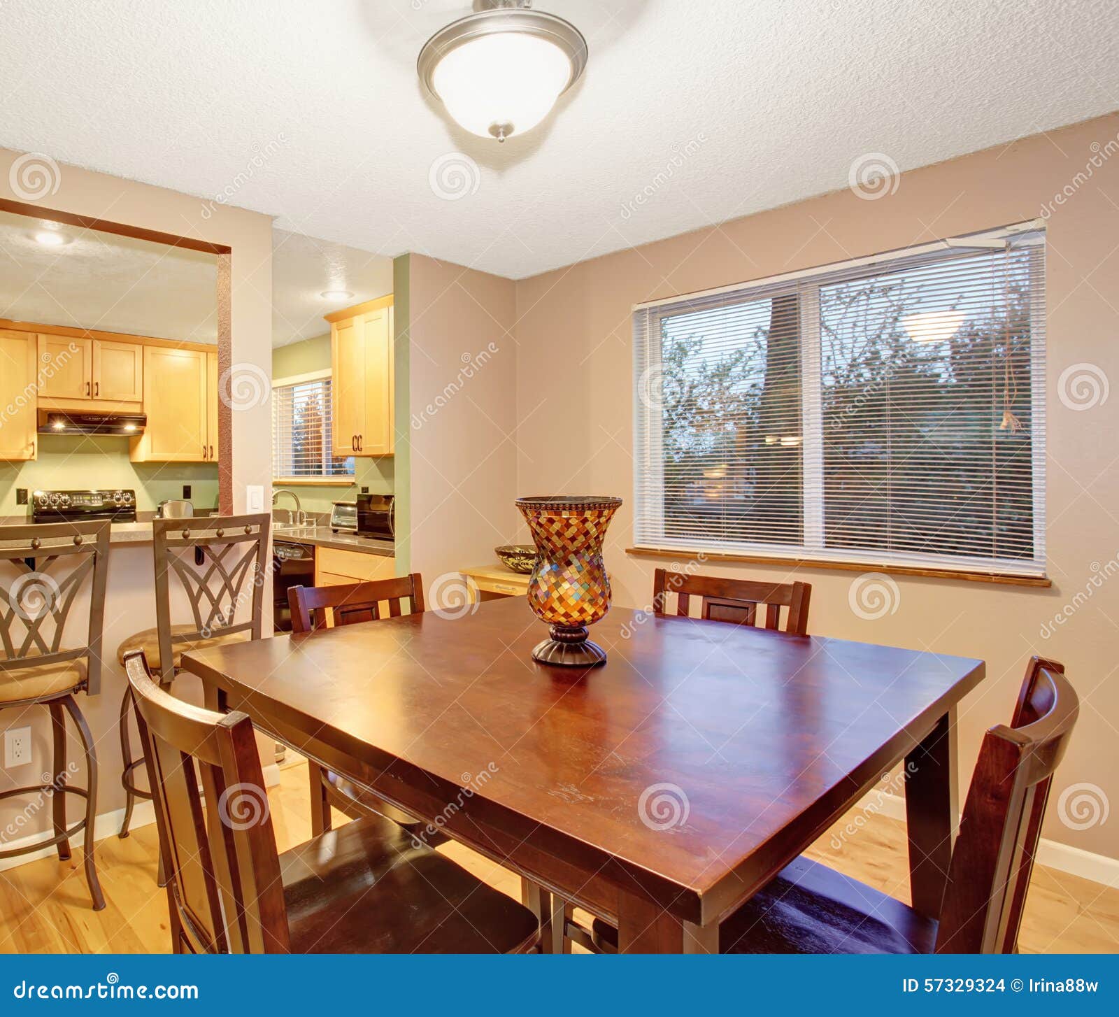 Square Table With Glasses And Bar In Hall Royalty-Free Stock ...