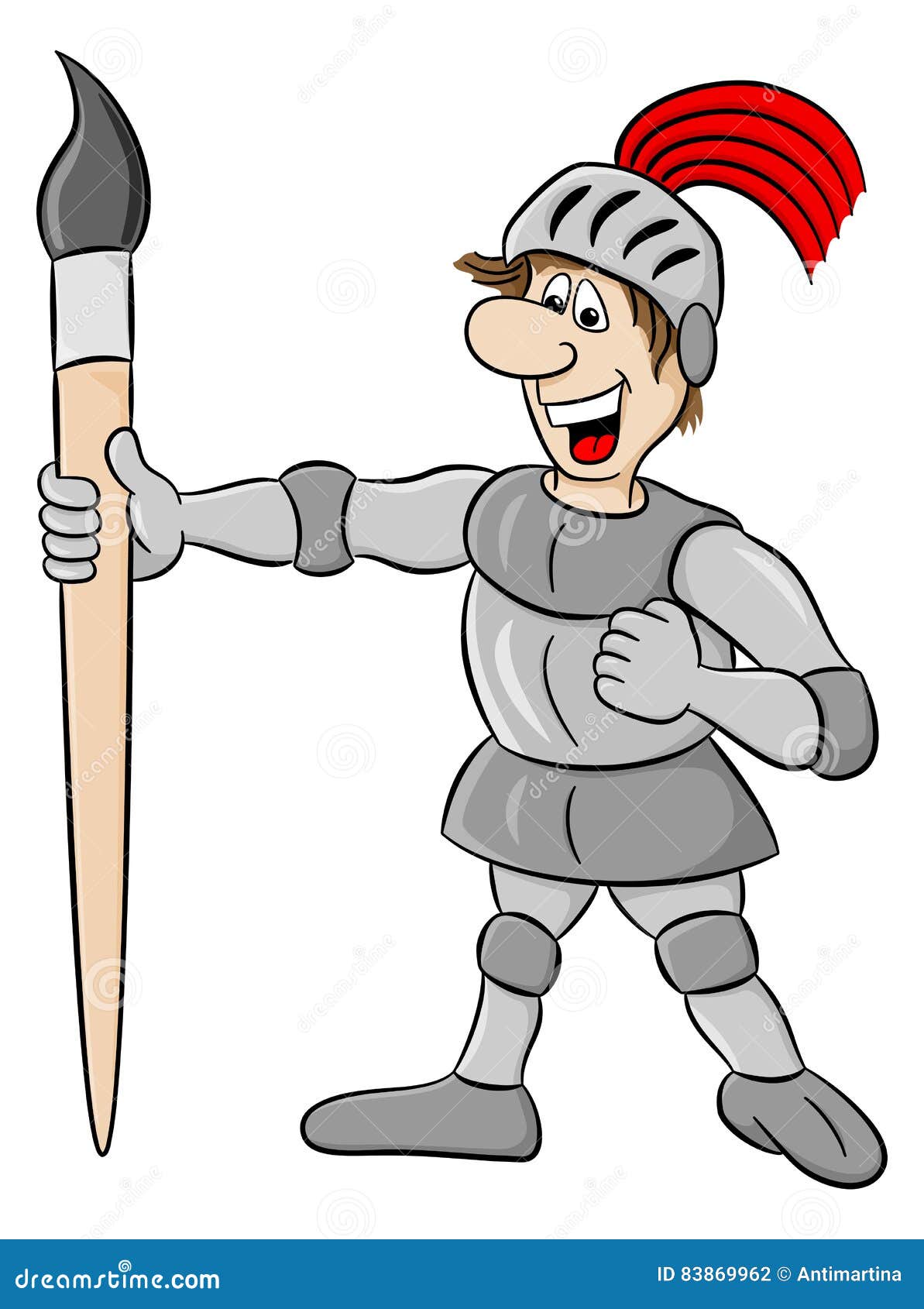 Small Knight Armed with Paintbrush Stock Vector - Illustration of ...