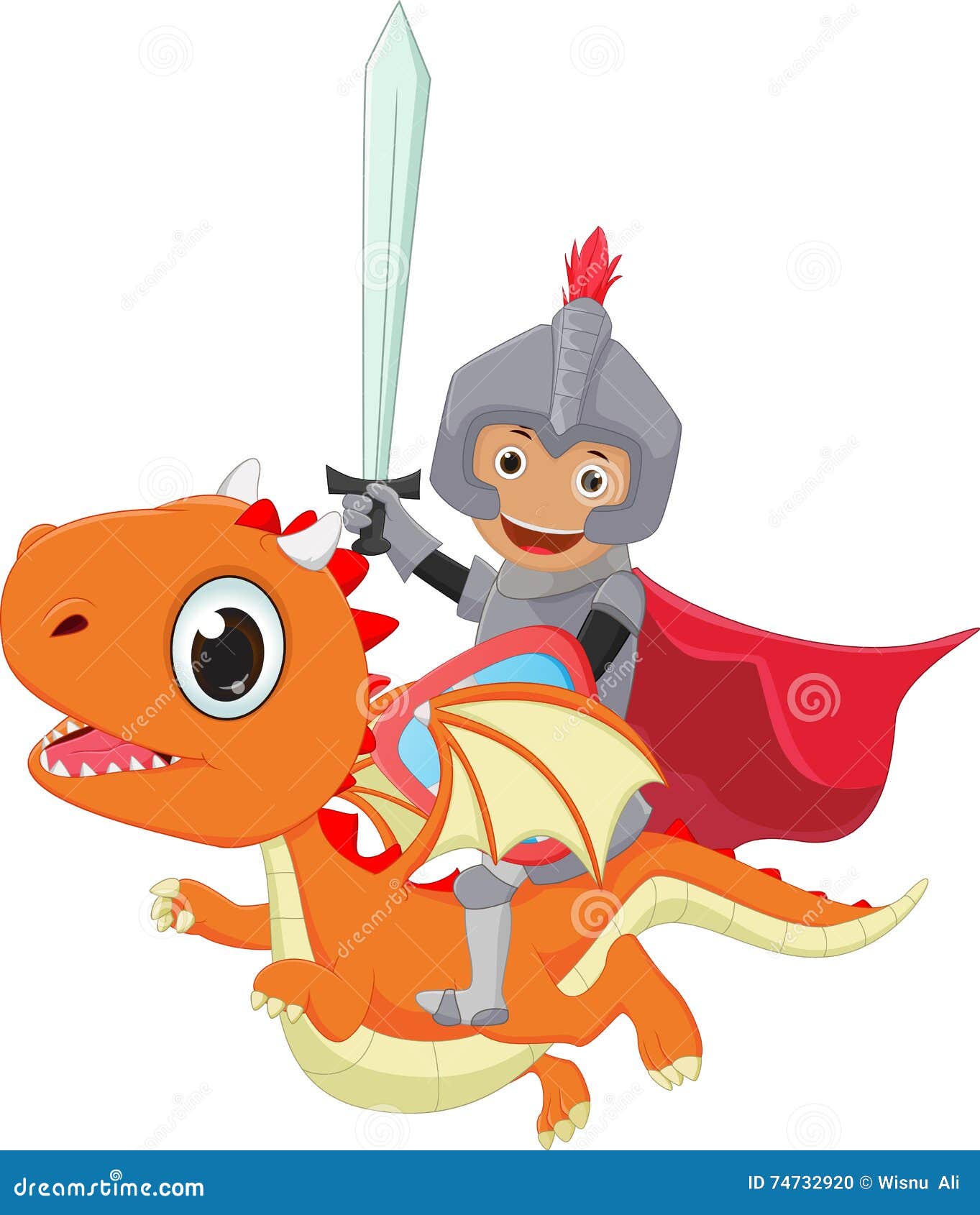 Small Knight Riding the Dragon Stock Vector - Illustration of adventure ...