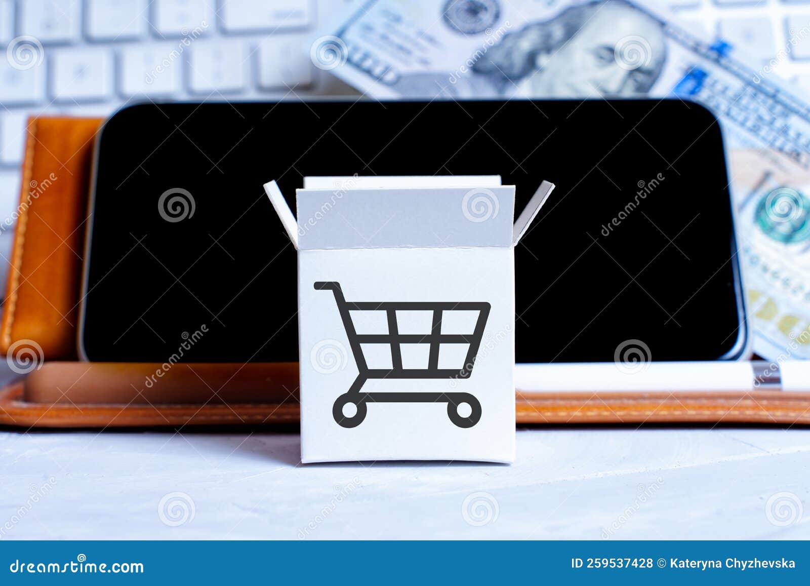Small Labeled Delivery Package and Smartphone Stock Photo - Image of ...