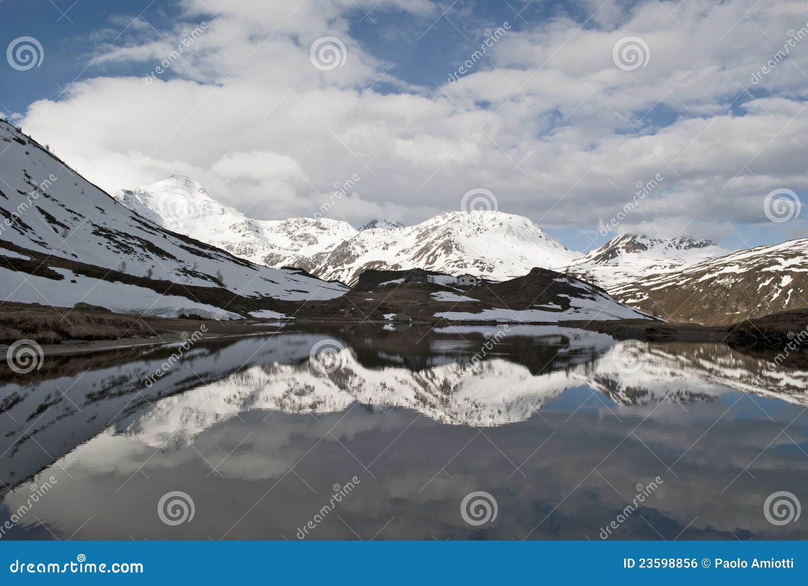 Small lake stock photo. Image of chalet, spring, reflection - 23598856