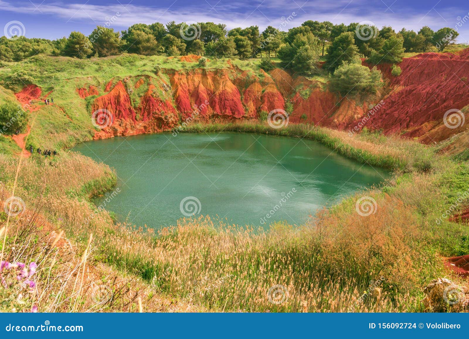 Lake in a Old Bauxite`s Quarry in Apulia, Otranto, Italy.a Small Lake ...