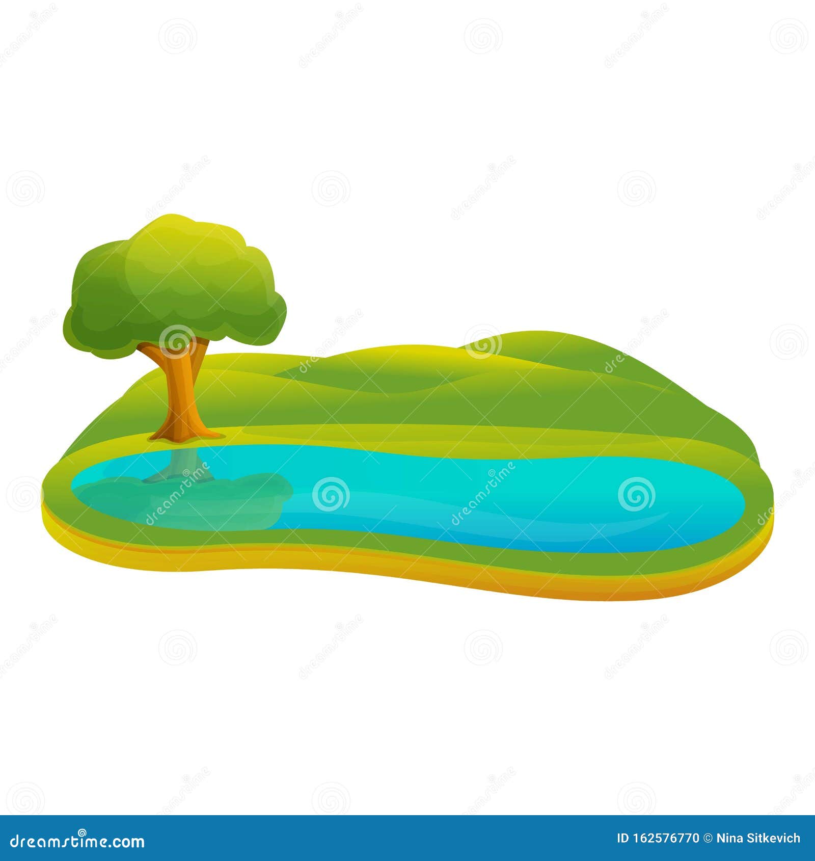 Small Lake Icon, Cartoon Style Stock Vector - Illustration of leisure ...