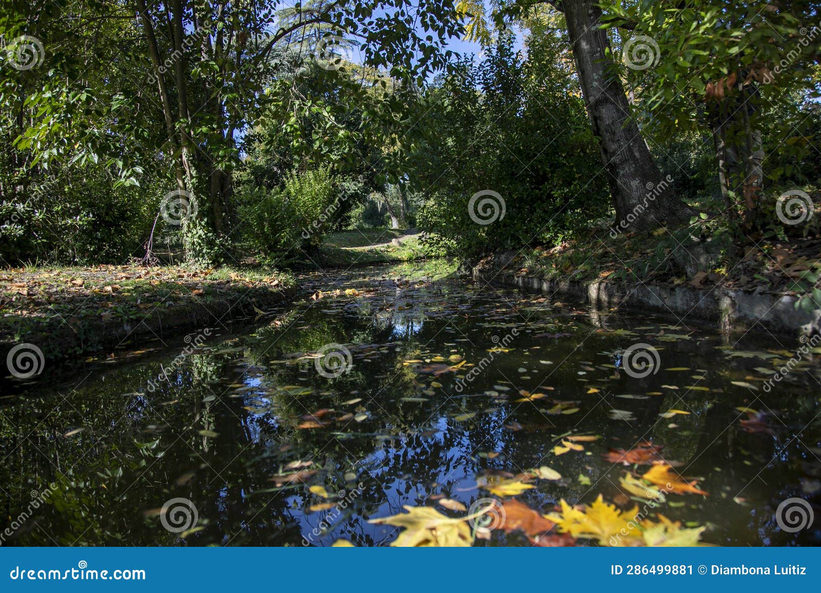 The Small Lake Inside the Villa Reale in Lucca Stock Image - Image of ...