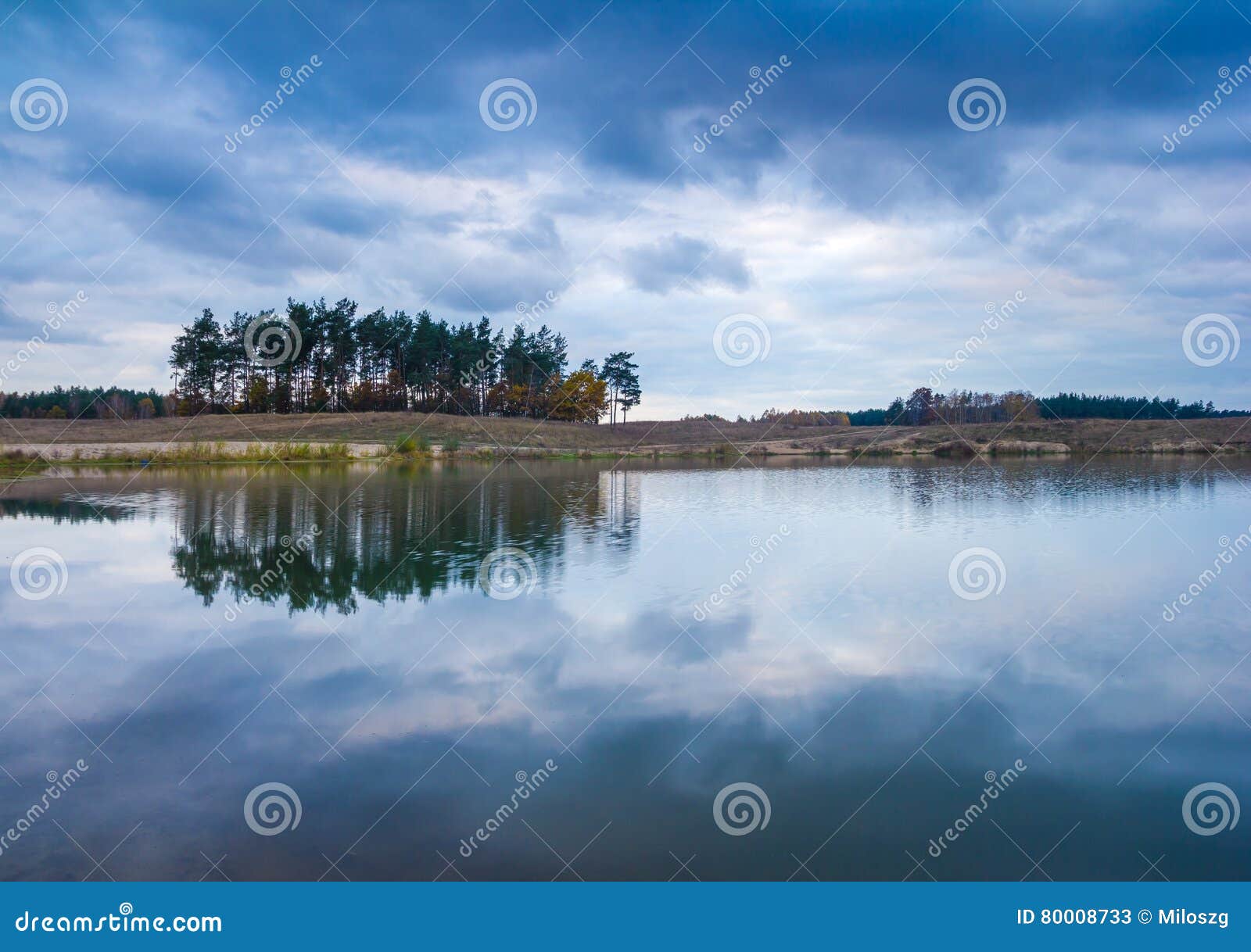Small Lake Under Dark Cloudy Sky Stock Image - Image of sunset, view ...