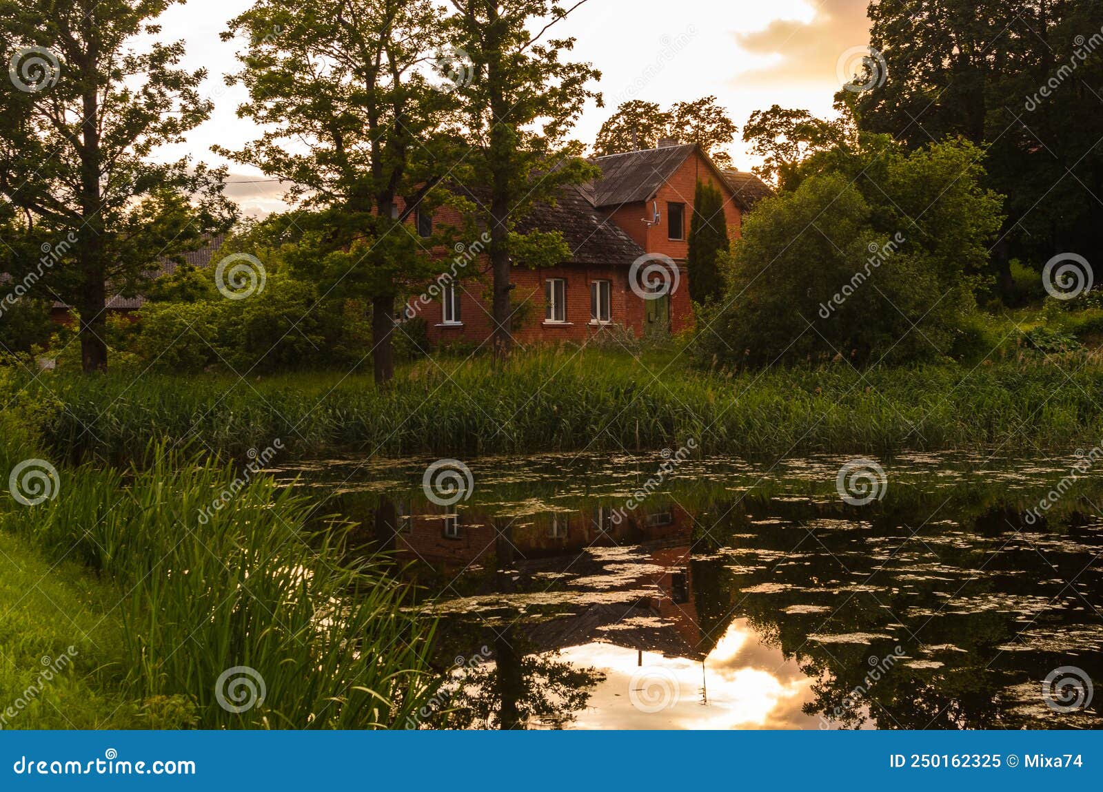 A Lakeside Cottage With The View Of The Lake And A Walkout Deck Royalty ...