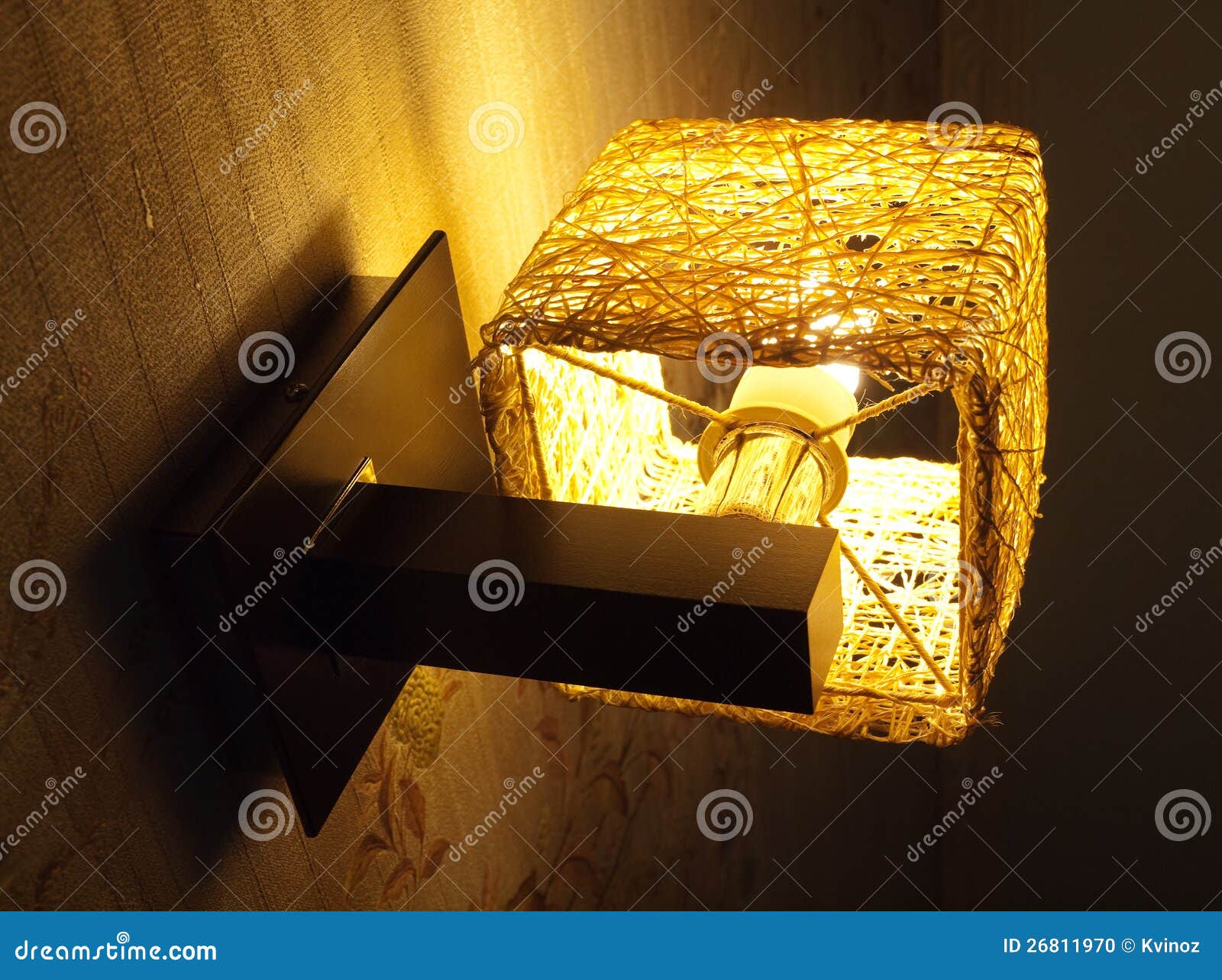 Small Lamp with Warm Light in Room Interior Stock Photo - Image of ...