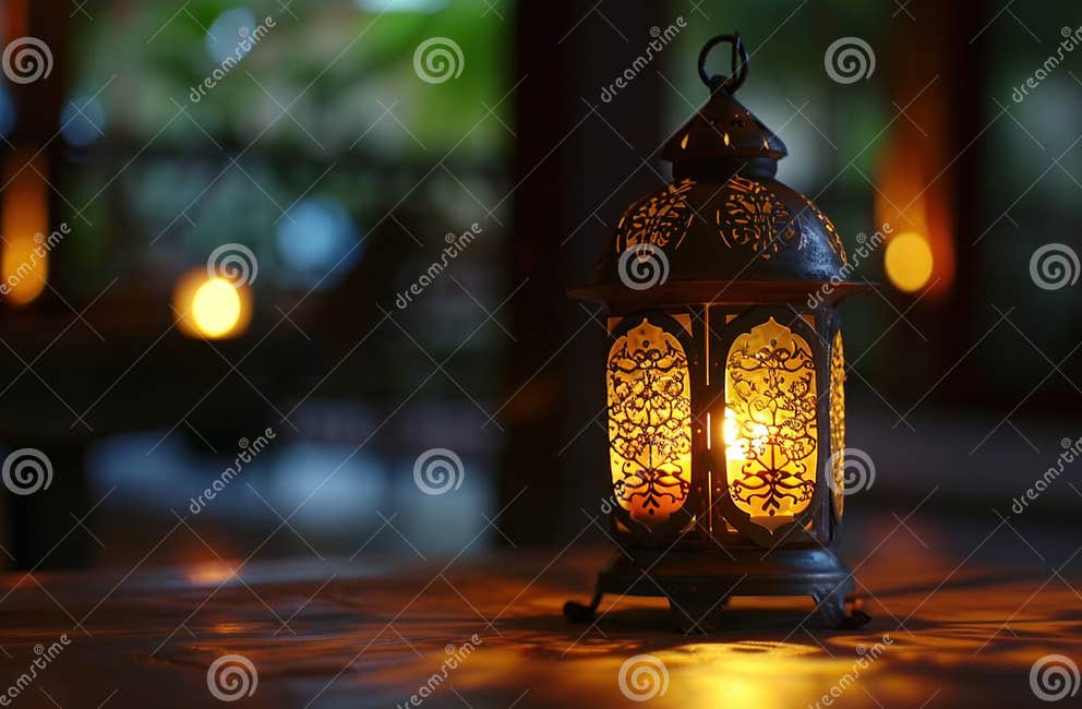Small Lantern Lights on a Table Kurdosalanaiah Stock Image - Image of ...