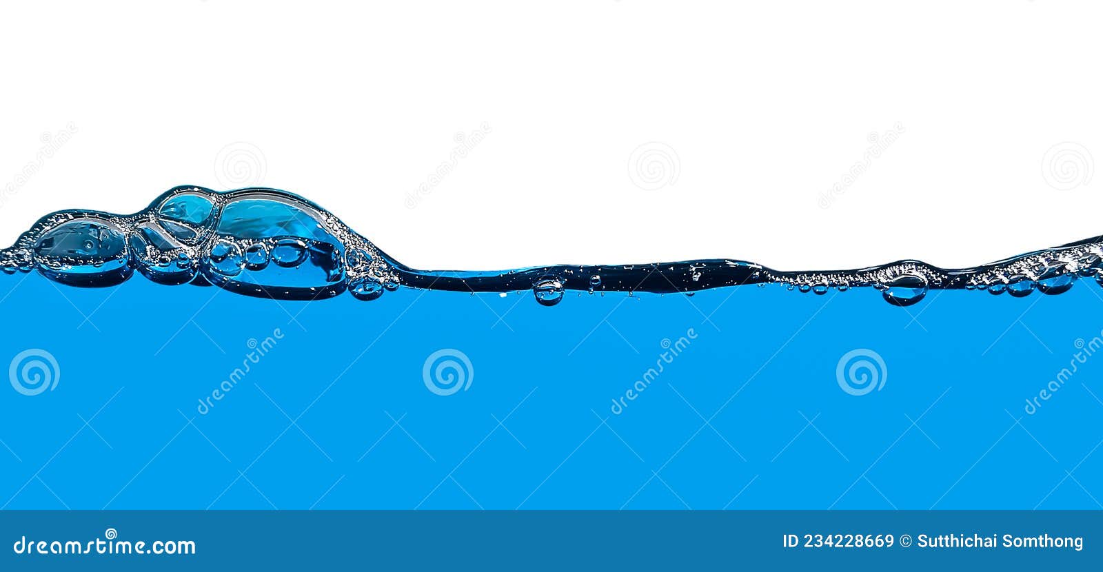 Small and Large Bubbles on the Blue Water Surface. Stock Image - Image ...