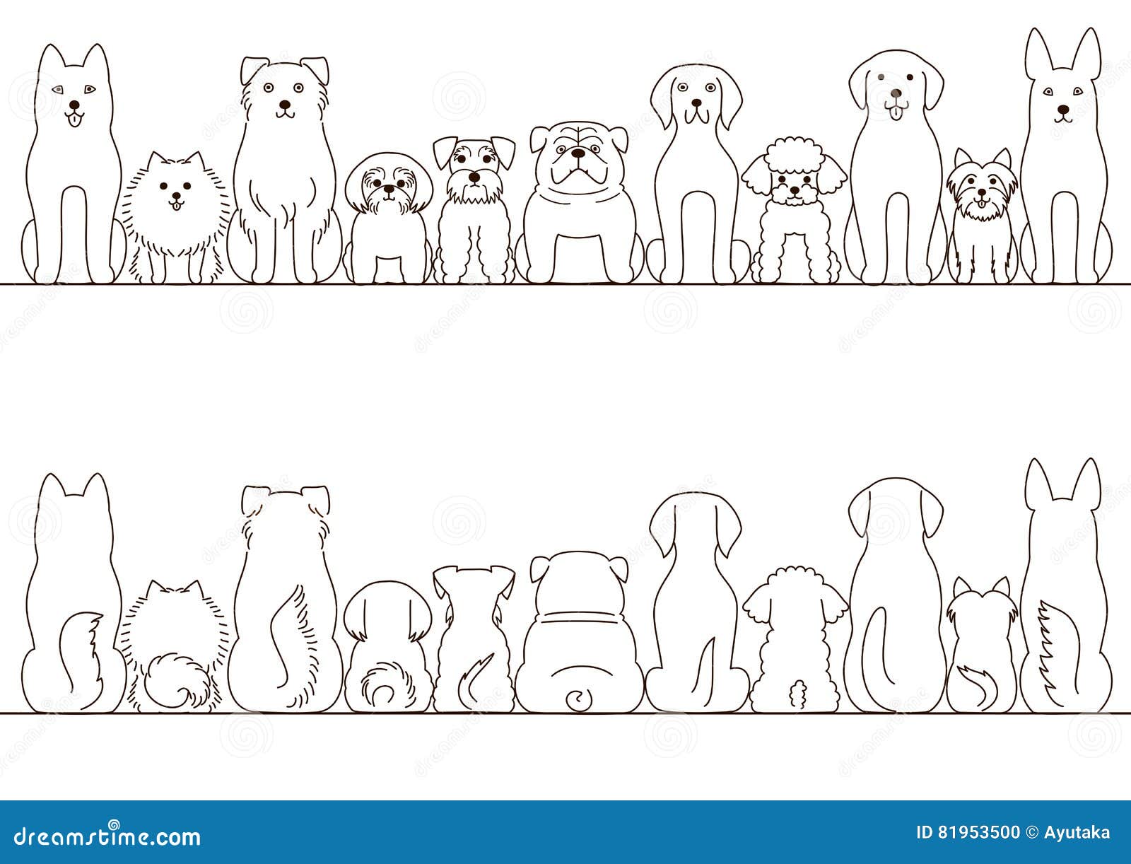 Small and Large Dogs Border Set Stock Vector - Illustration of pets ...