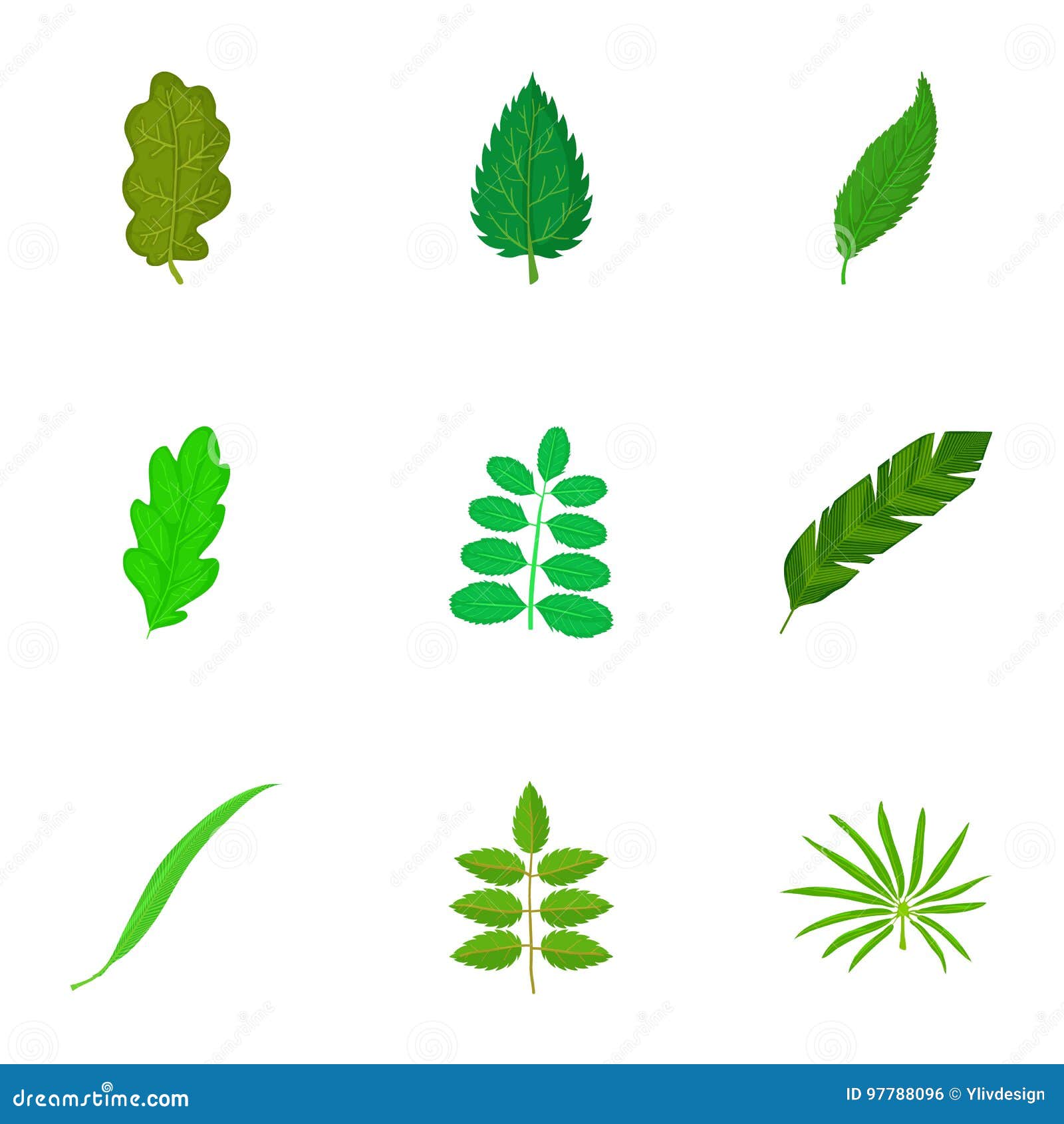 Small Leaf Icons Set, Cartoon Style Stock Vector - Illustration of leaf ...