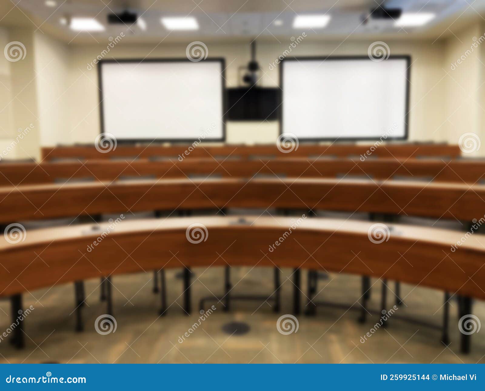 Small Lecture Hall with Pitched Floor. Abstract Blur Stock Photo ...