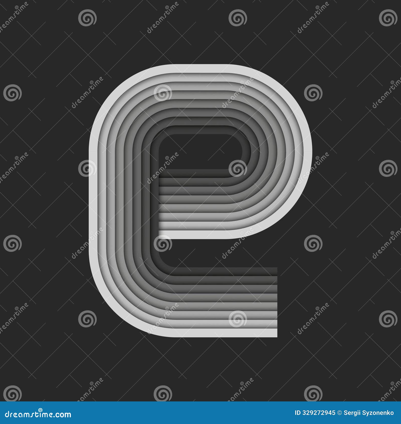 Small Letter E Lower Case Initial Monogram 3d Logo, Layered Monochrome Gradient, Parallel ...