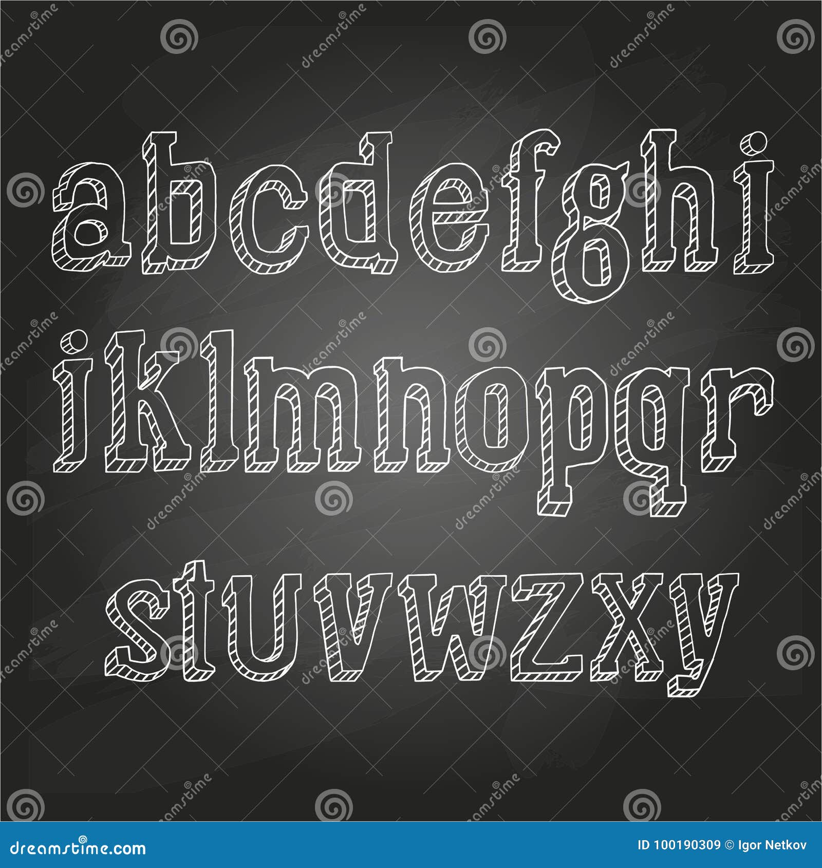 Small Letters on Chalkboard Stock Vector - Illustration of alphabetical ...