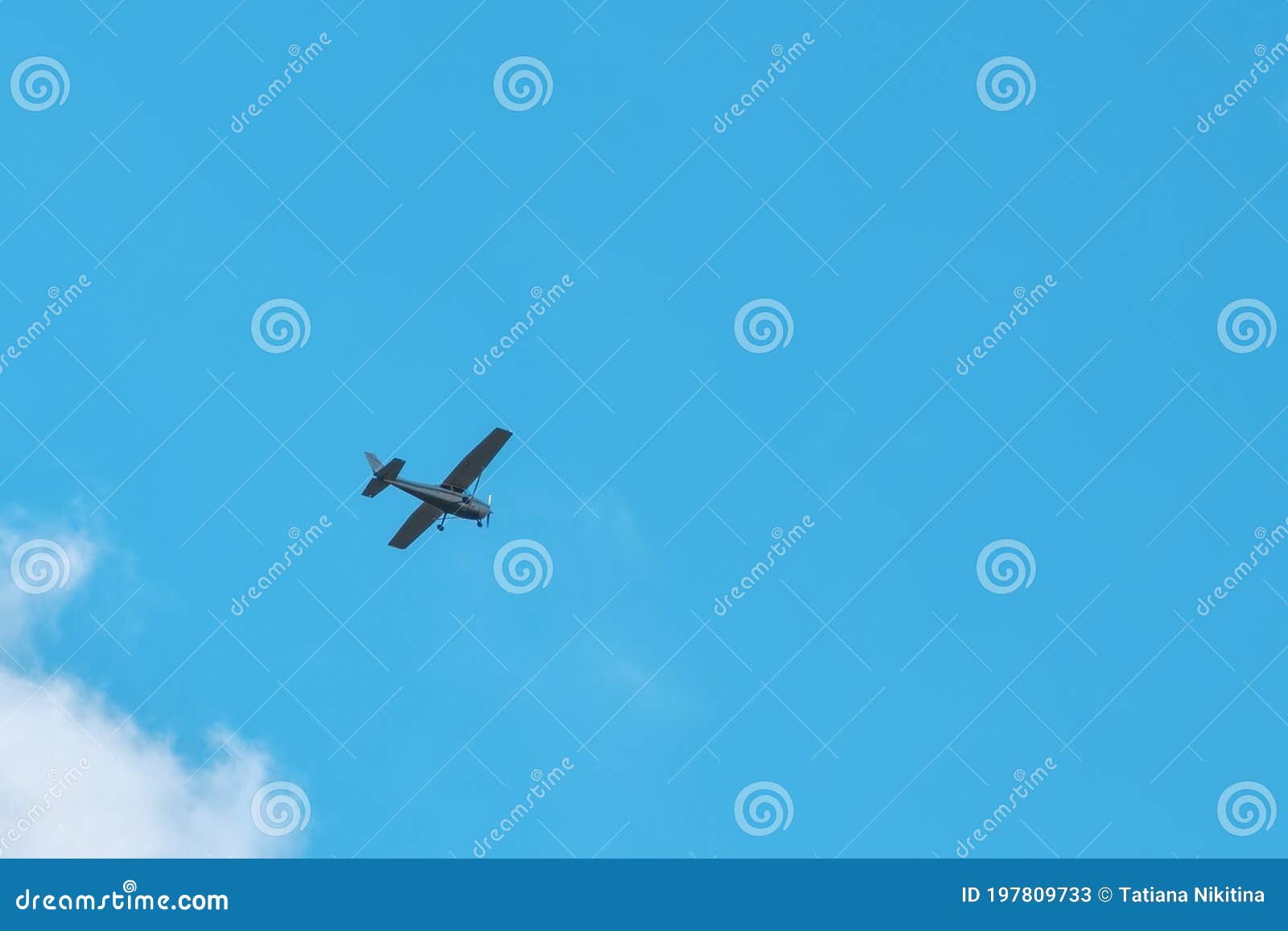 Small Light Aircraft Flying in the Blue Sky Stock Image - Image of ...