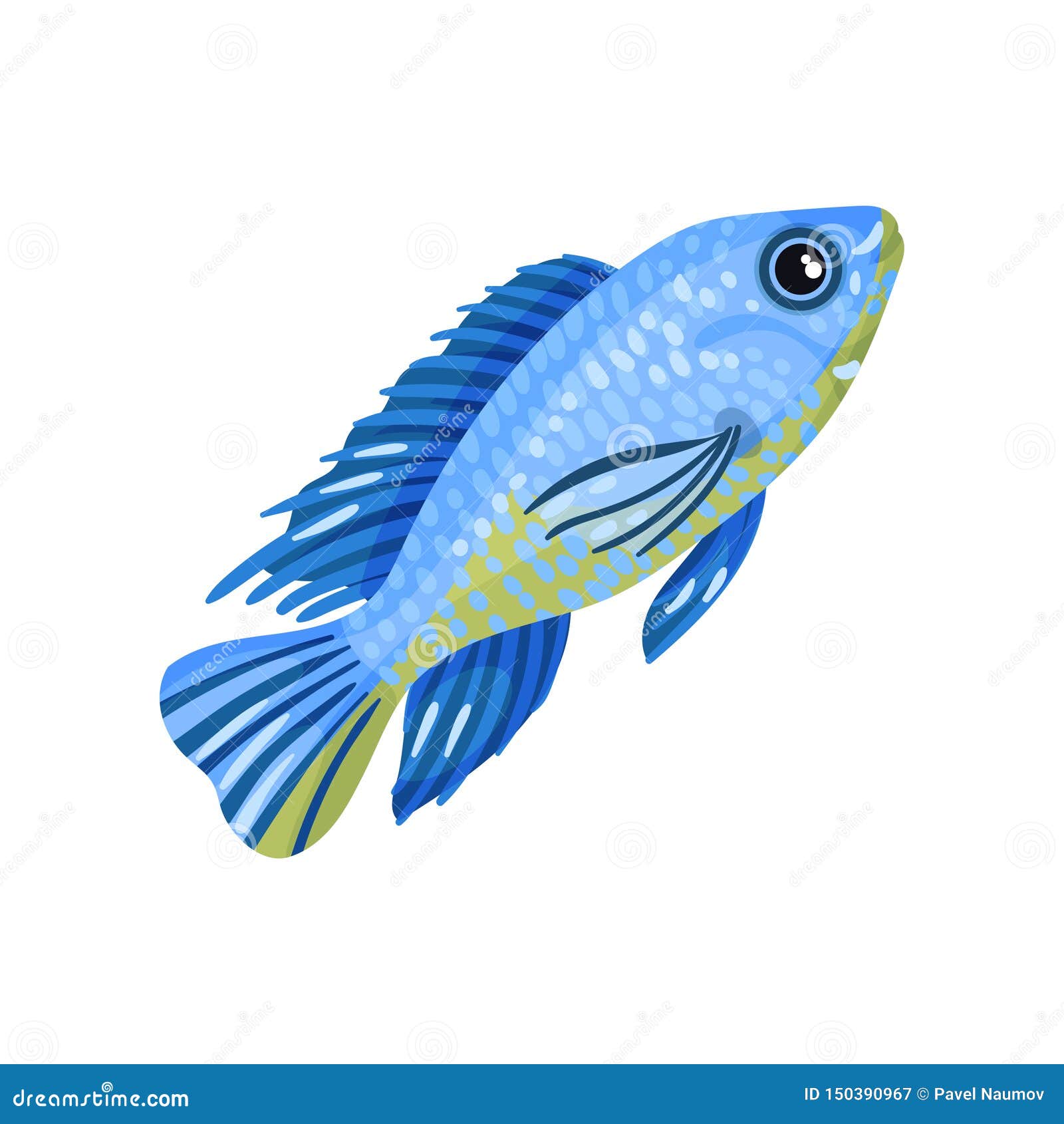 Small Light Blue Fish. Vector Illustration on White Background. Stock ...