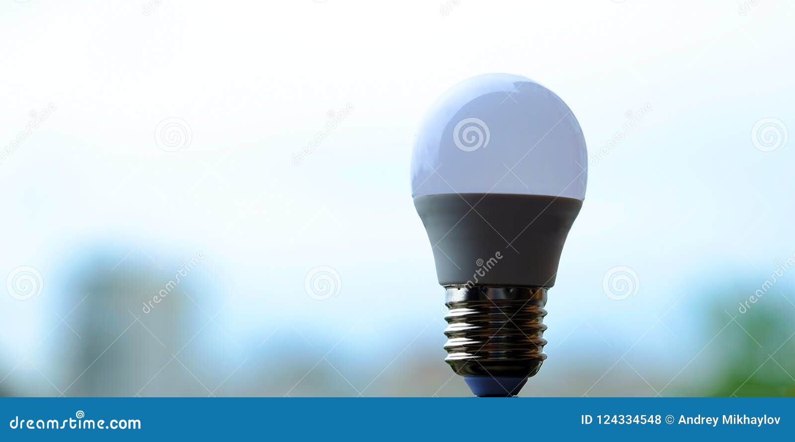 Small Light Bulb Standing and Glowing Stock Photo - Image of ...