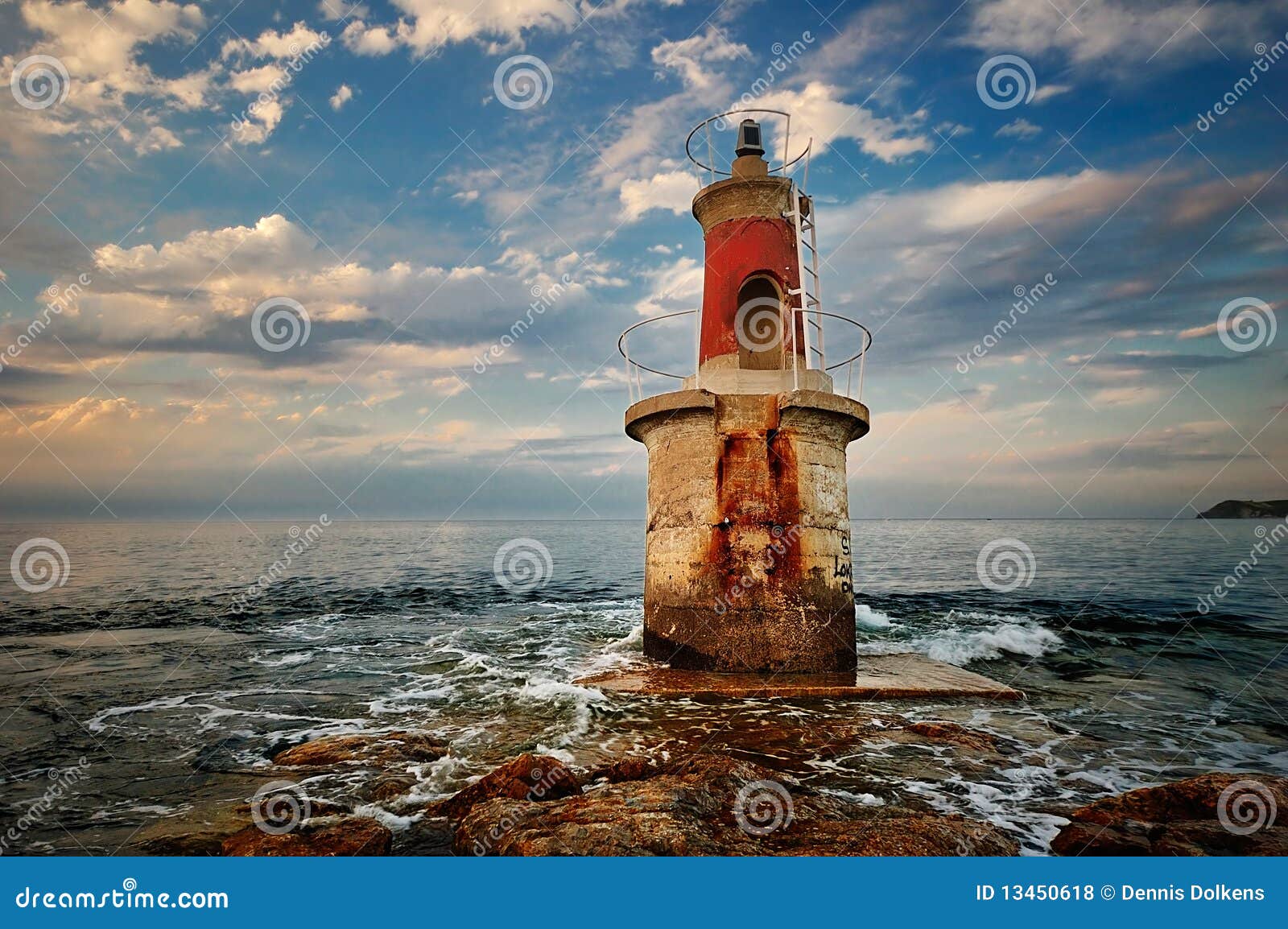 Small Lighthouse in the Afternoon Stock Photo - Image of blue, choppy ...