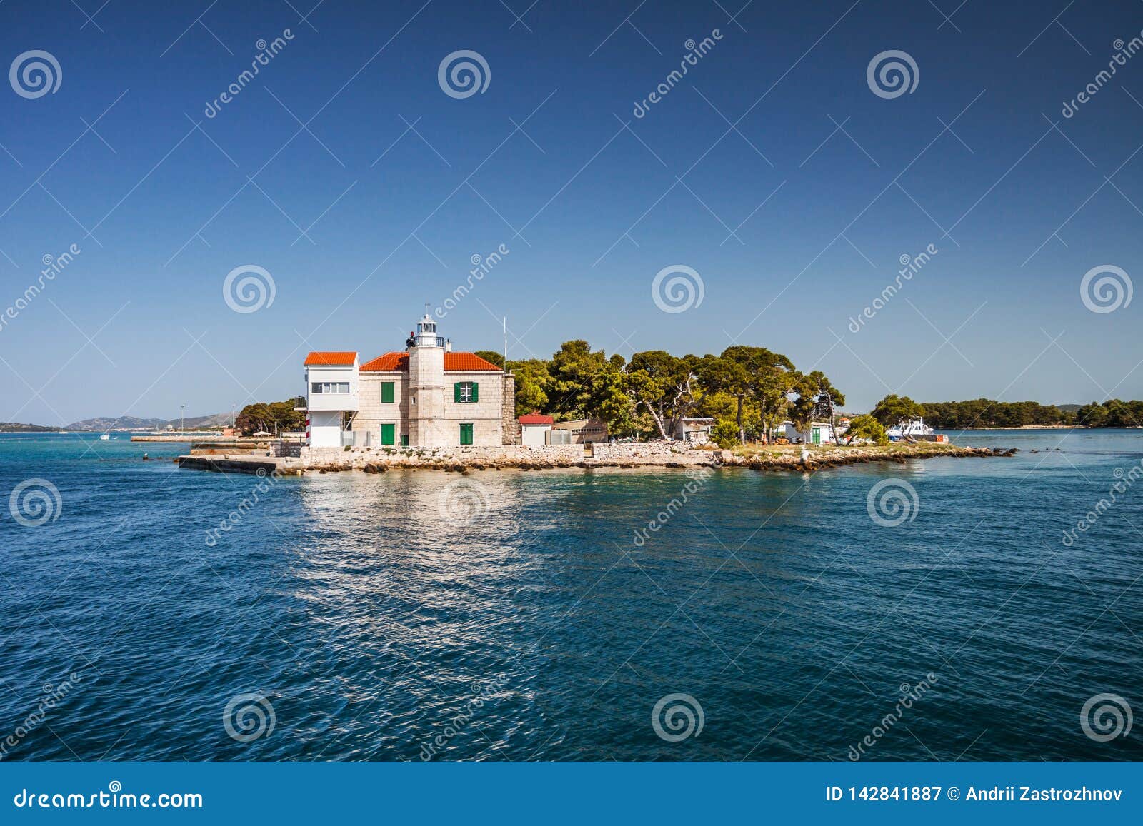 Small Lighthouse on the Sea Shore Stock Image - Image of gate, river ...