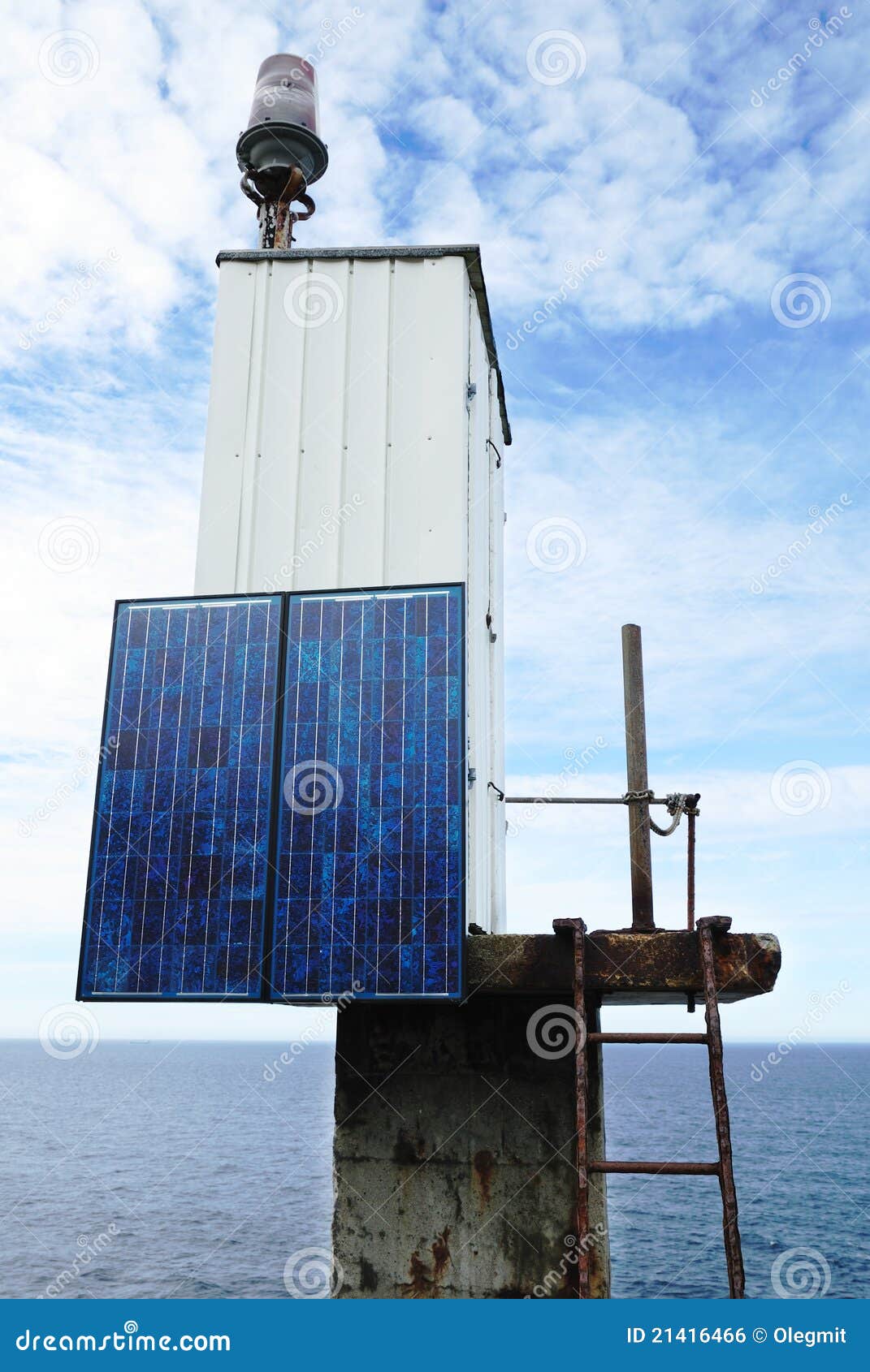 A Small Lighthouse with the Solar Battery. Stock Photo - Image of ocean ...
