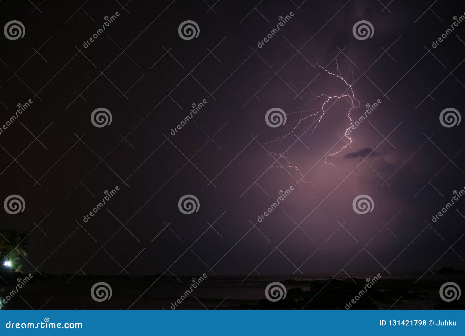 Small Lightning Strike in Sky Stock Photo - Image of weather, outdoors ...