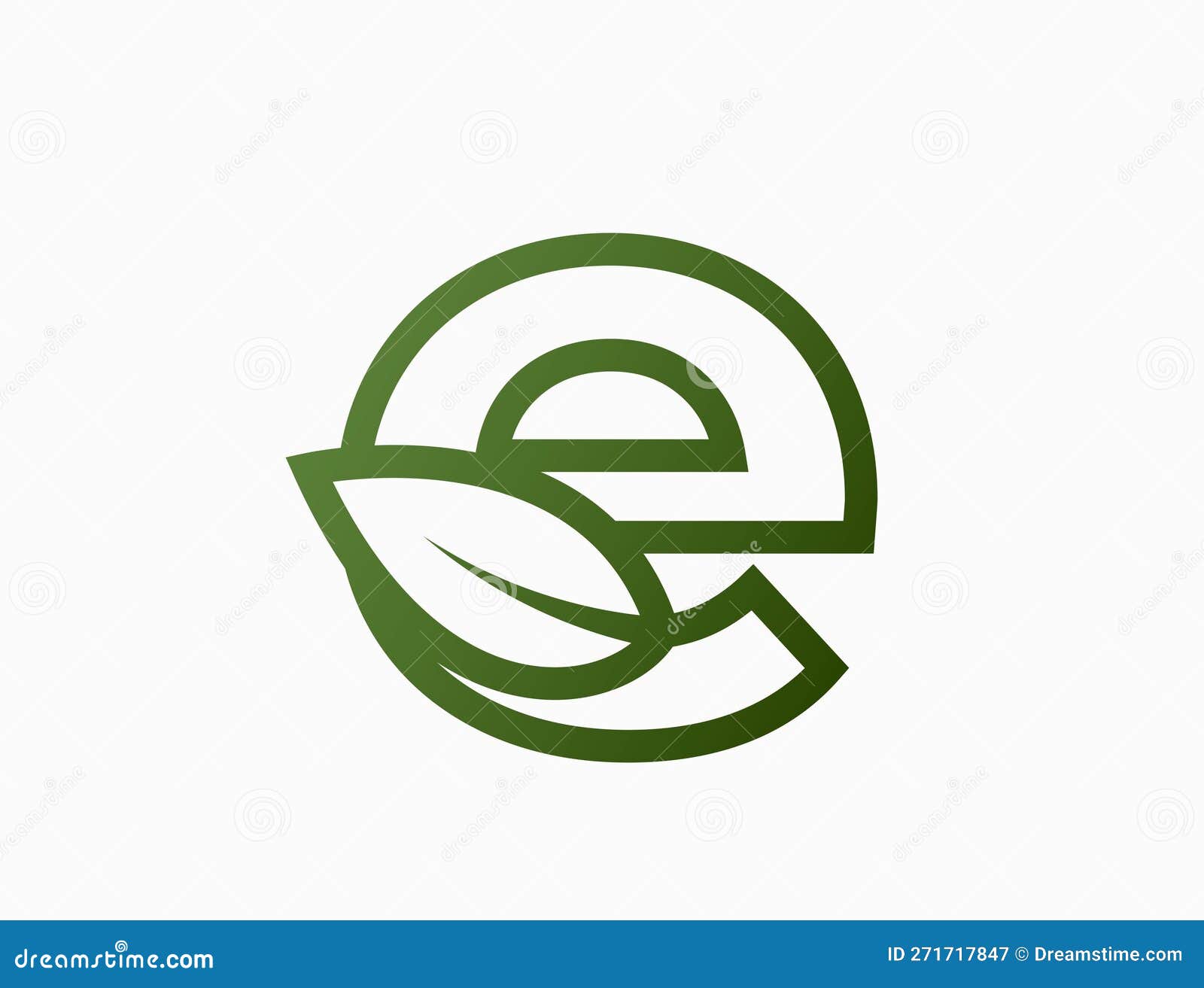 Small Line Letter E with Leaf. Creative Eco Logo Stock Vector ...