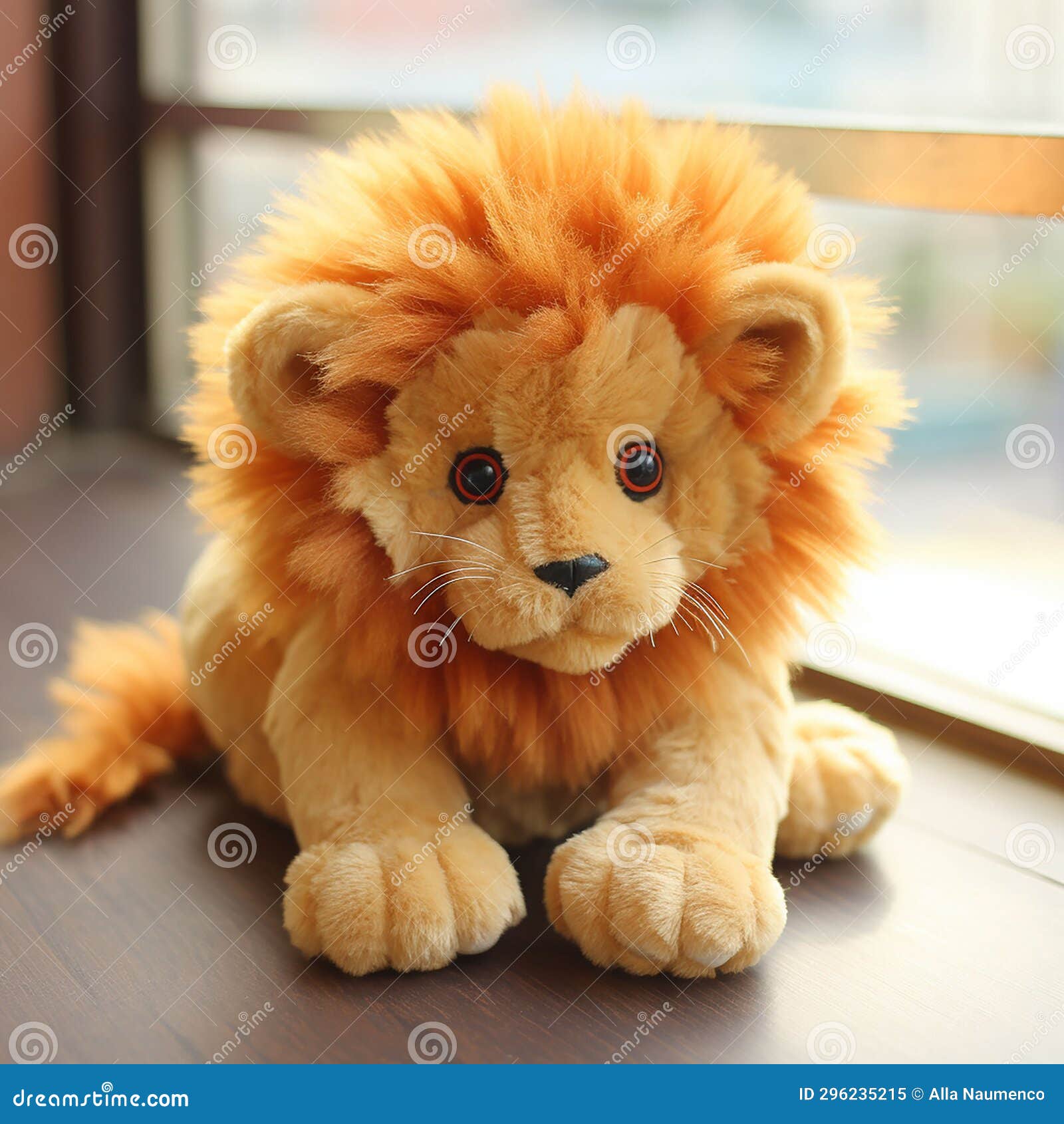 A Small Lion-shaped Soft Toy on the Windowsill Stock Illustration ...