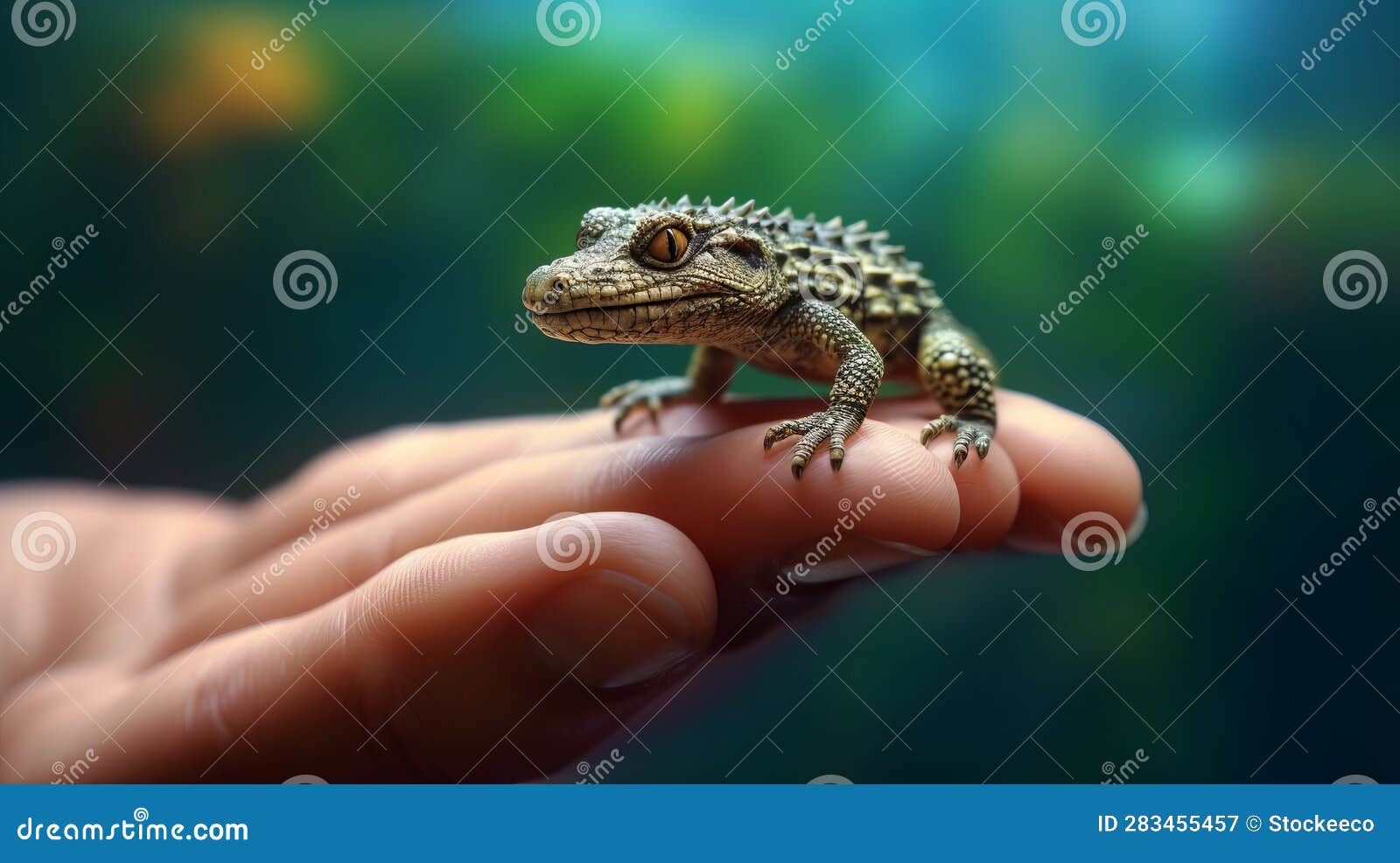 Tiny Lizard on Hand: Realistic Portrait Painting Stock Illustration ...
