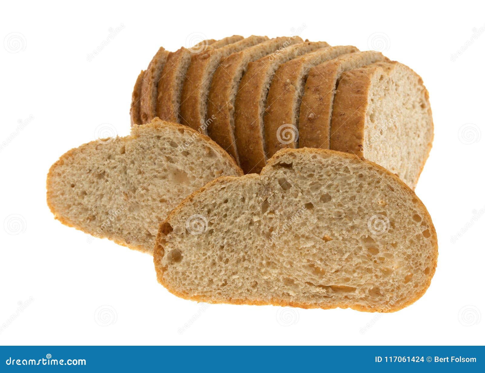 Small Loaf of Bread with Two Slices in Front Stock Photo - Image of ...