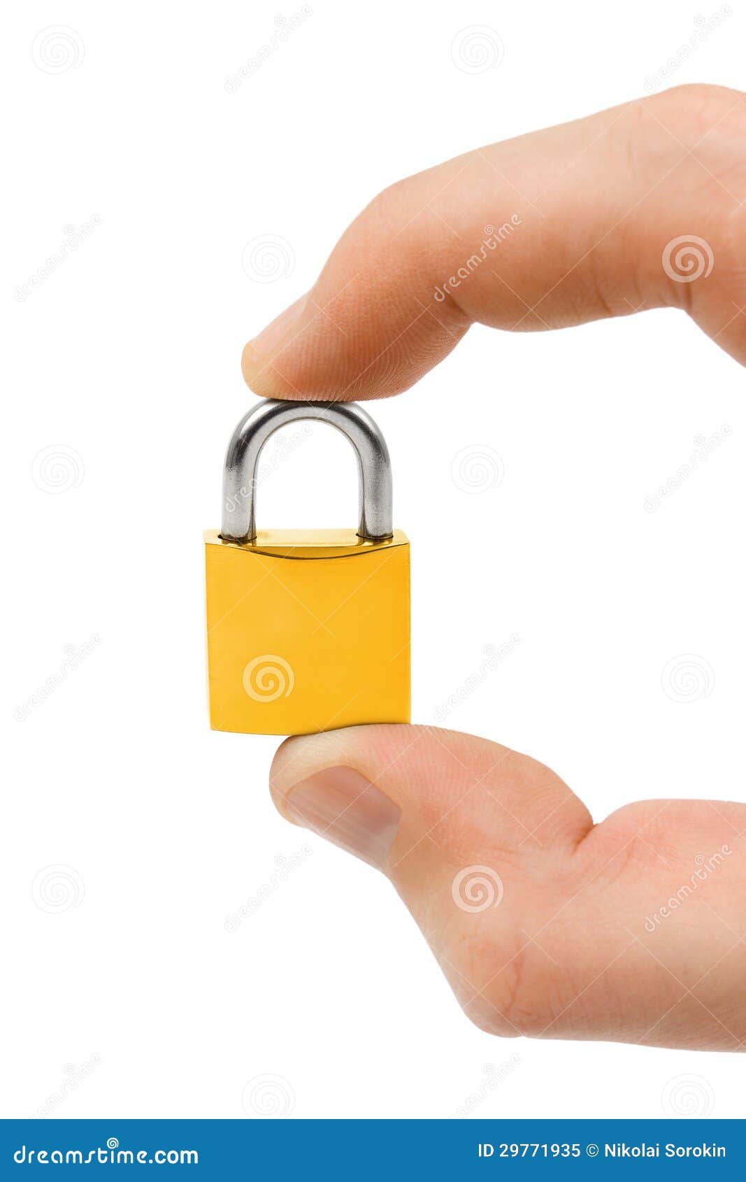 Small lock in hand stock image. Image of object, security - 29771935