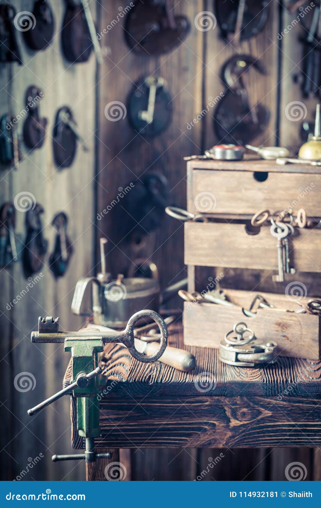 Small Locksmiths Workshop Full of Locks and Keys Stock Image - Image of ...
