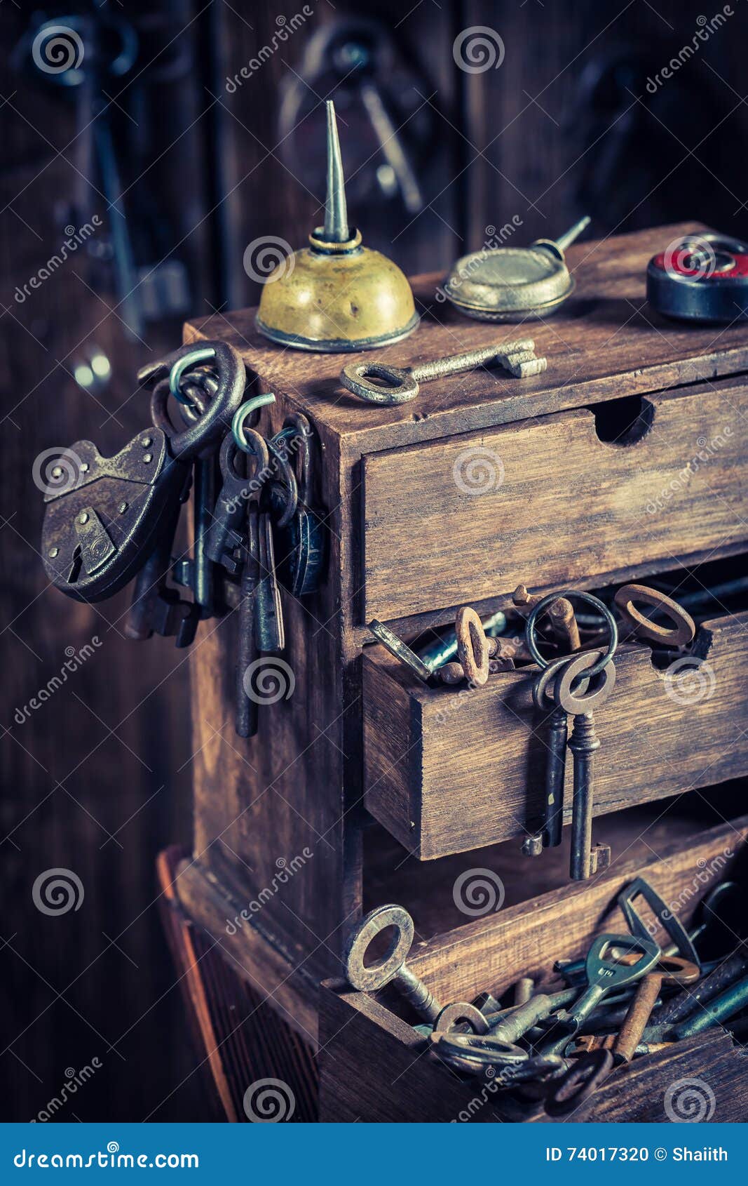 Small Locksmiths Workshop with Keys and Locks Stock Photo - Image of ...