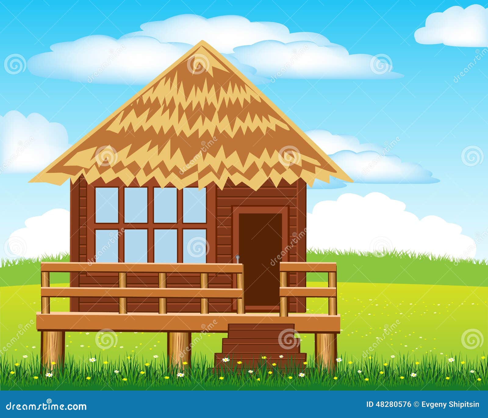 Small lodge on nature stock vector. Illustration of herb - 48280576