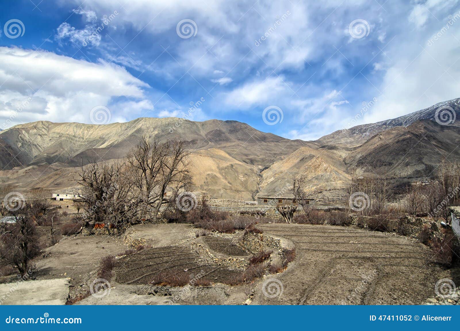 Small Lost Tibetan Village High in Himalayas Mountains Stock Photo ...
