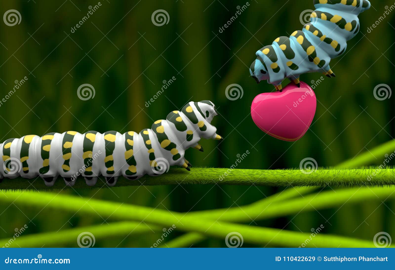 Small Love Insects 3D Rendering Stock Illustration - Illustration of ...