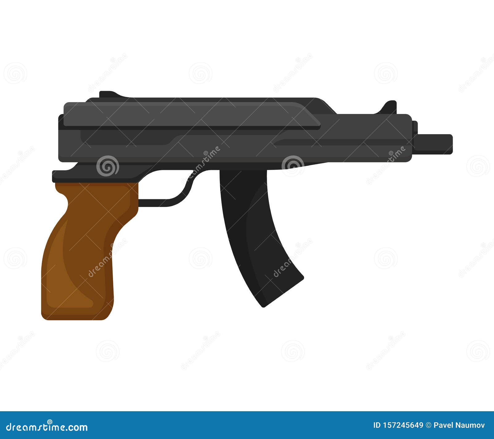 Small Machine Gun. Vector Illustration on a White Background. Stock ...