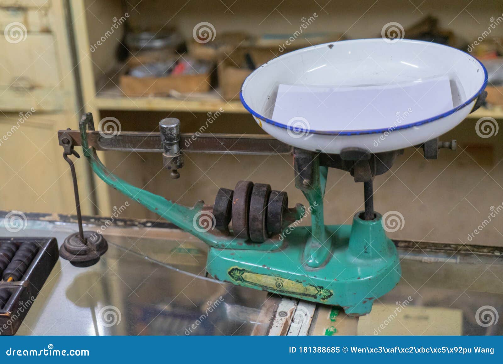 Small Mechanical Scale on the Table Stock Image - Image of tool ...