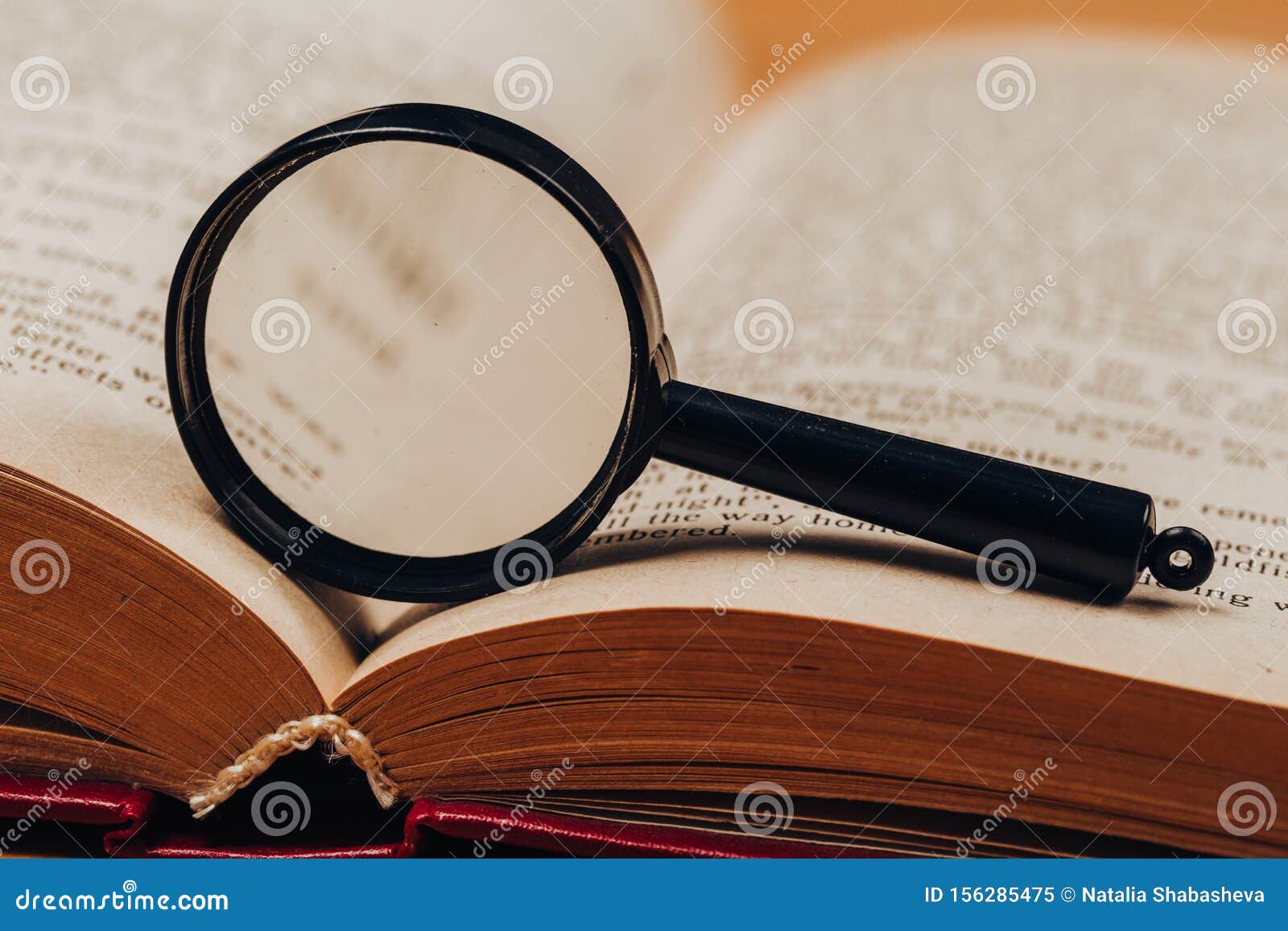 Small Magnifying Glass on Paper with Text. Search, Analysis Stock Image ...