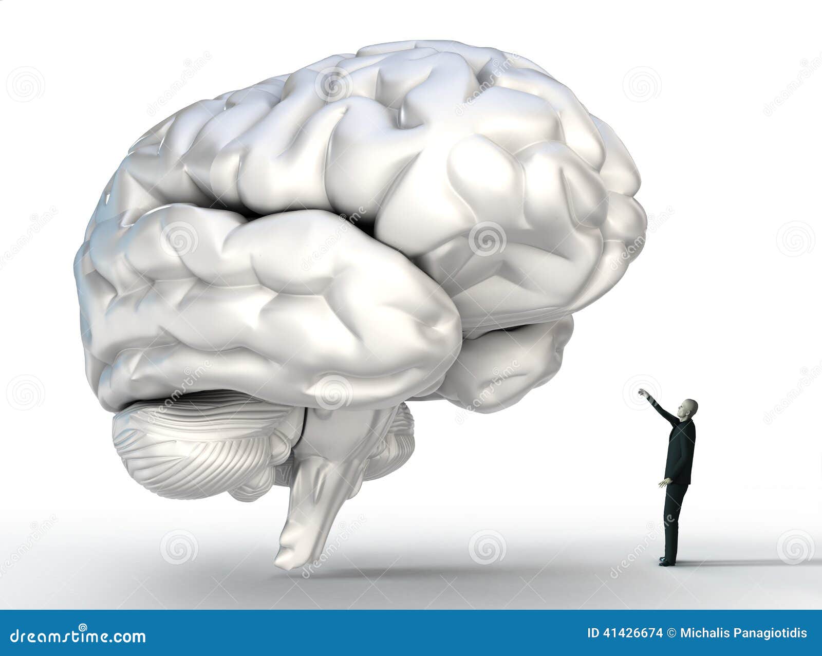 Small Man Connecting with Big Brain Stock Illustration - Illustration ...