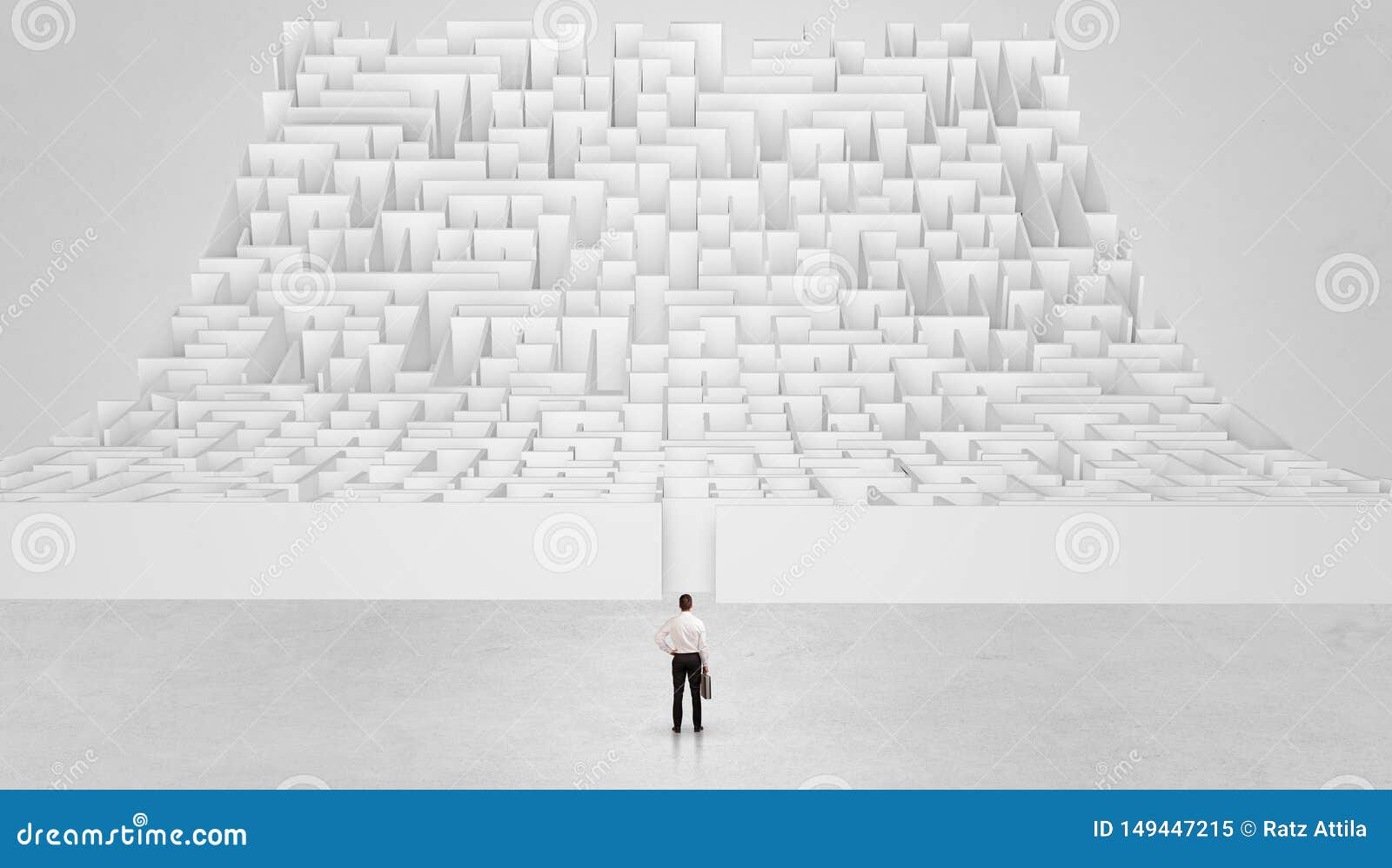 Small Man Standing in Front of an Infinity Maze Stock Image - Image of ...