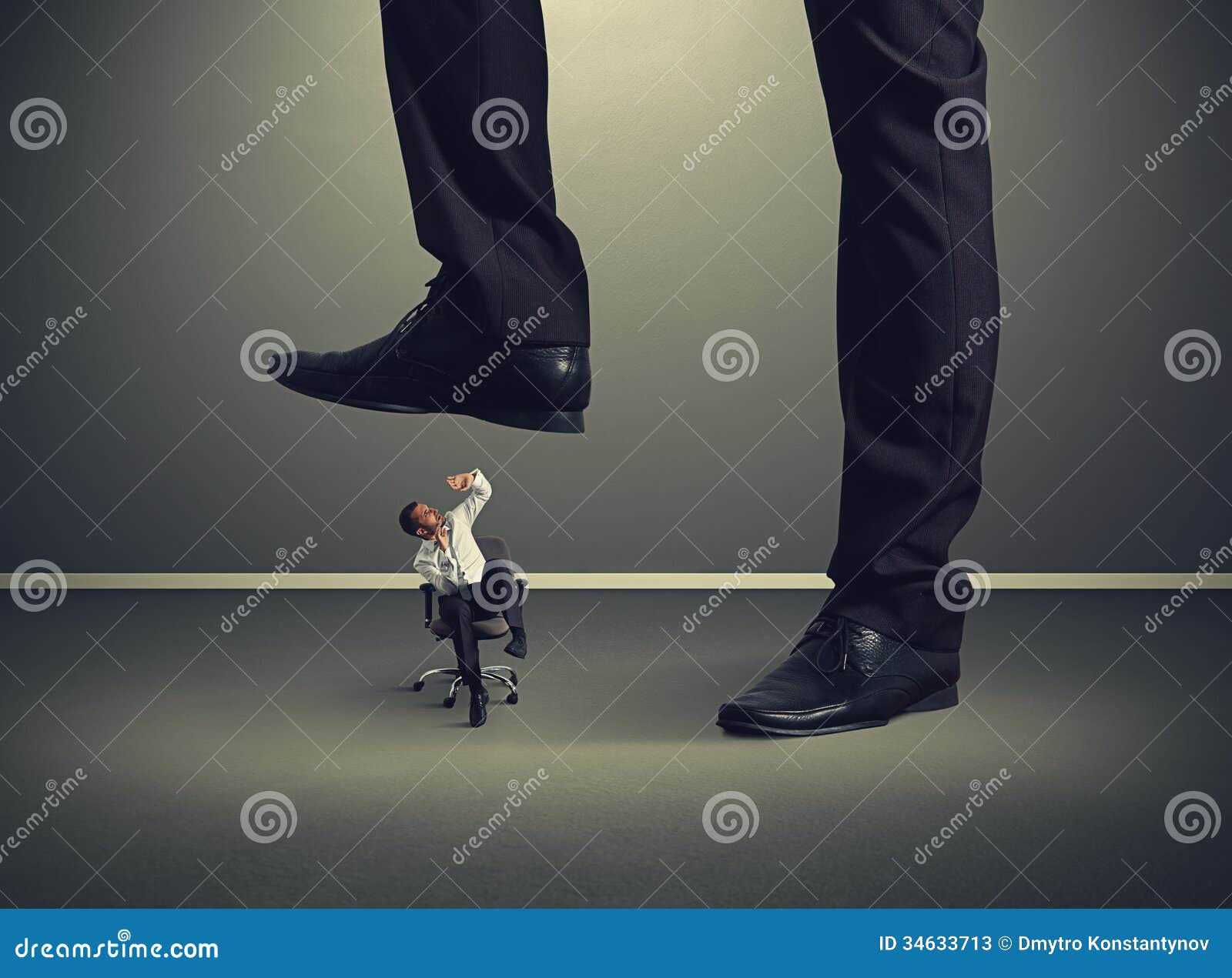 Small man under big leg stock image. Image of foot, green - 34633713