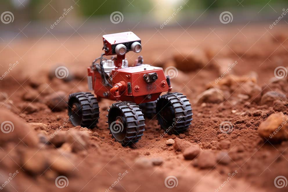 Small Mars Rover Model on a Reddish Soil Mimicking Mars Stock Photo ...