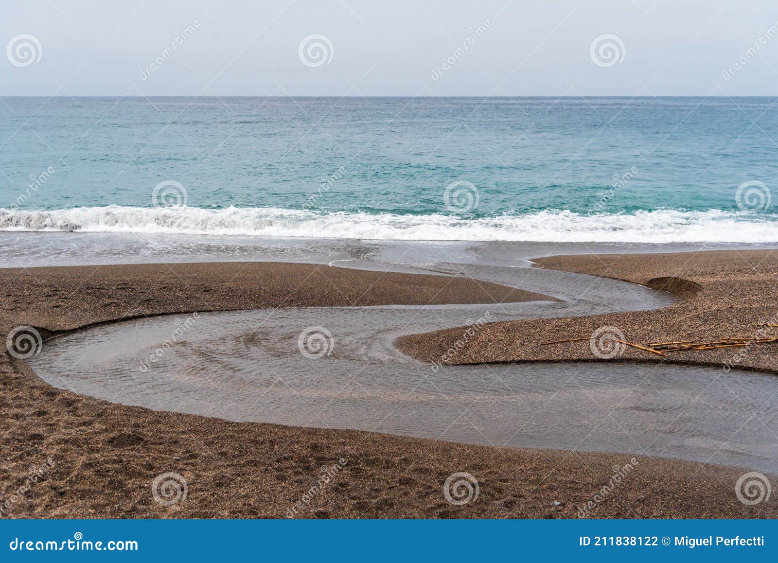 Small meander of a stream stock photo. Image of coastline - 211838122
